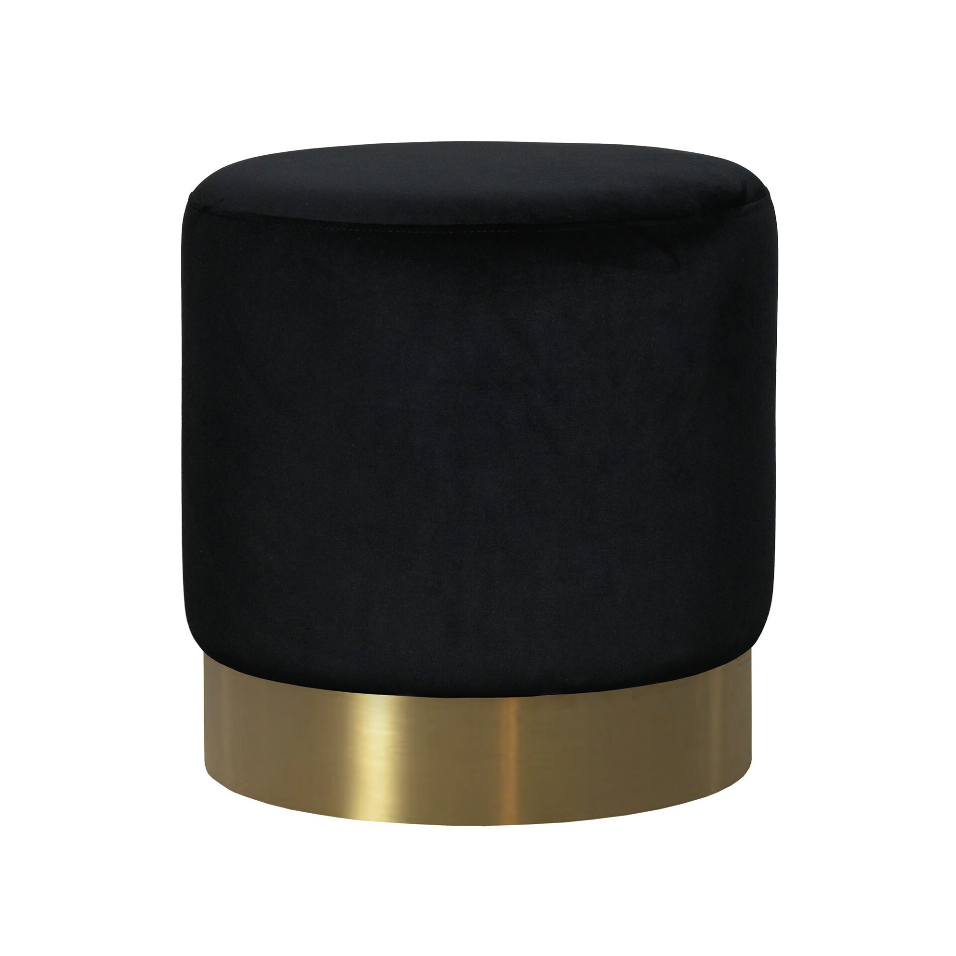 Round Black Velvet Ottoman