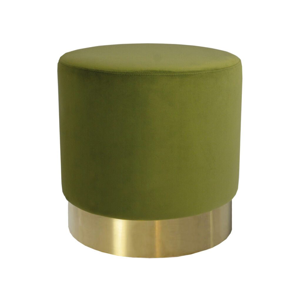 Round Green Velvet Ottoman