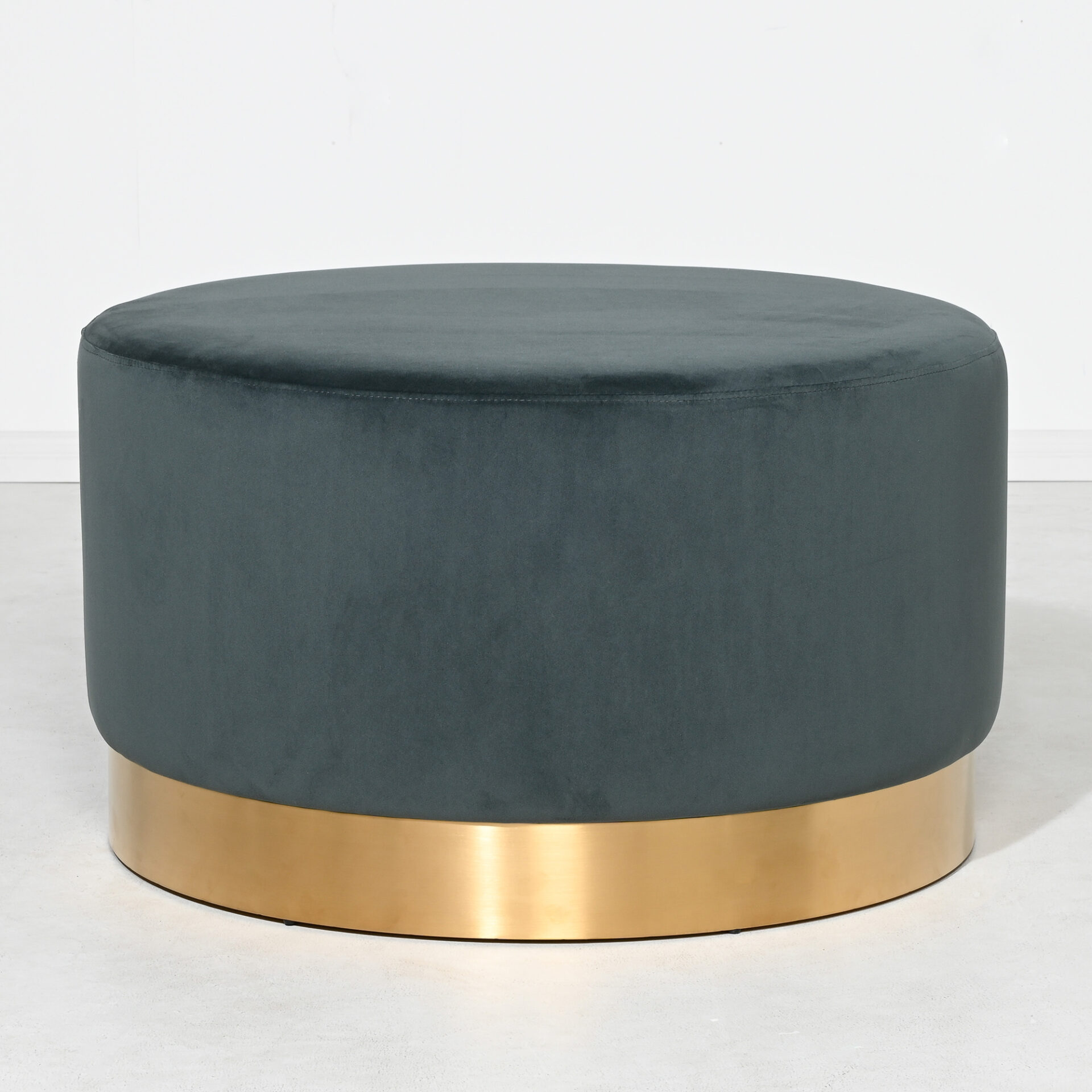 Round Green Velvet Ottoman