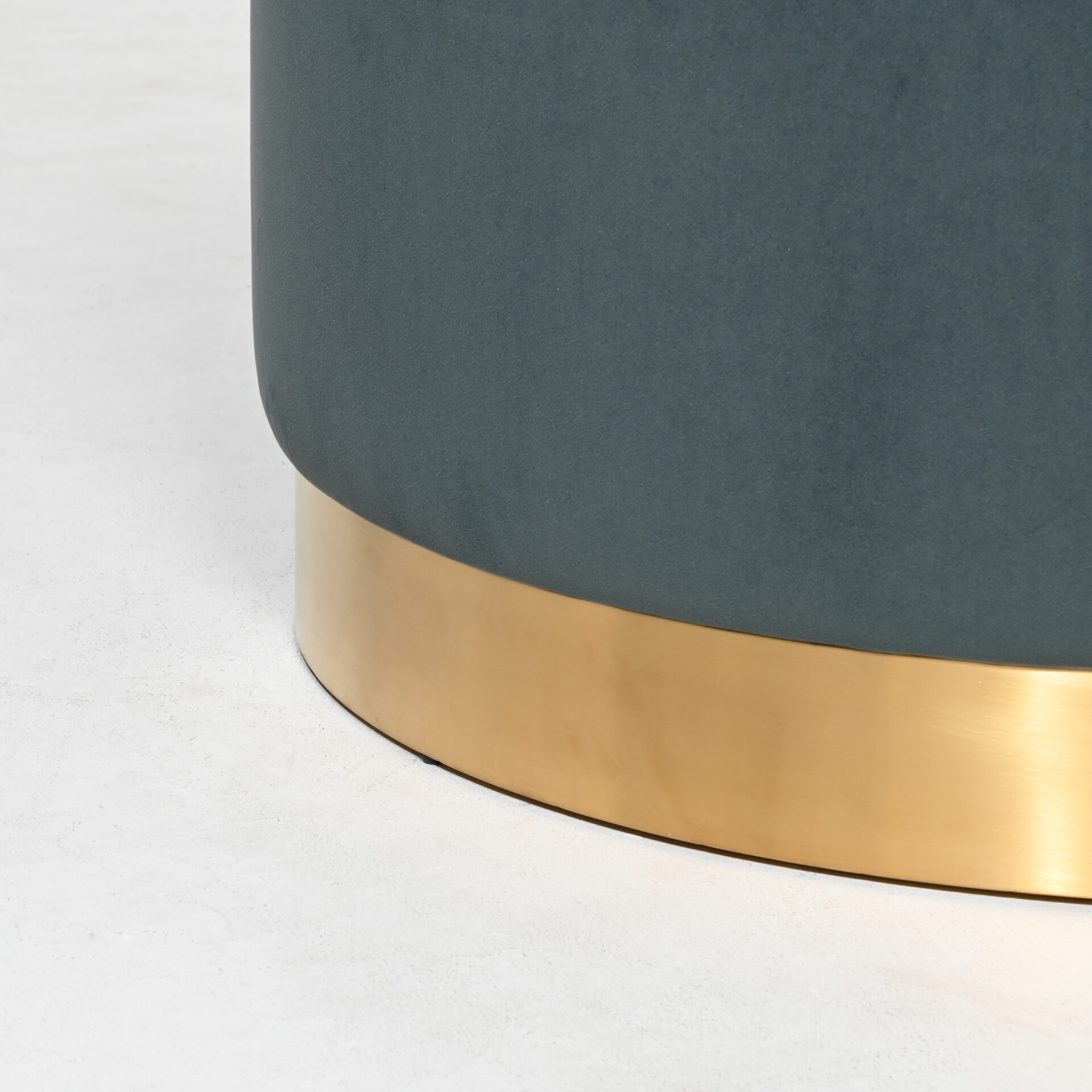 Round Green Velvet Ottoman