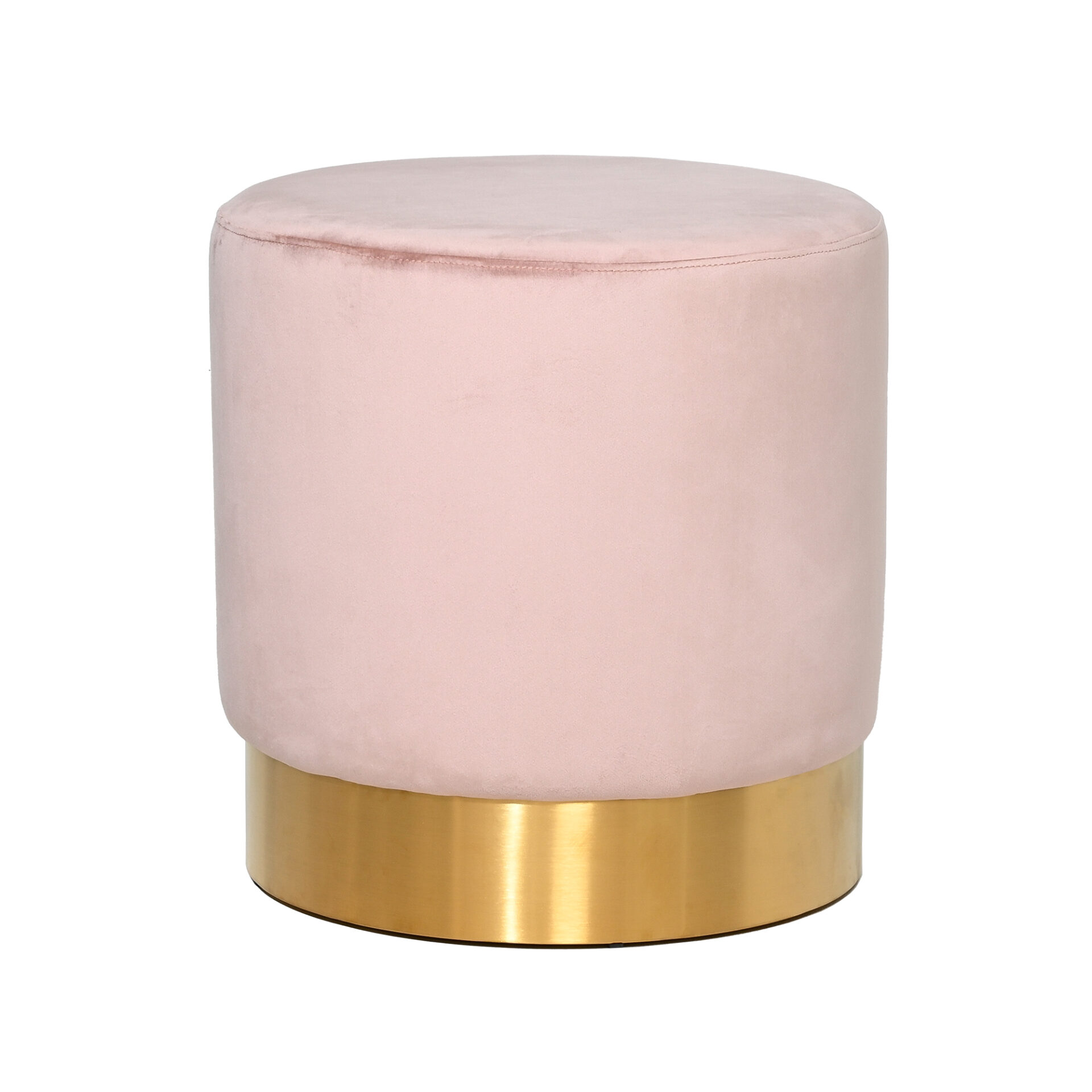 Round Pink Velvet Ottoman