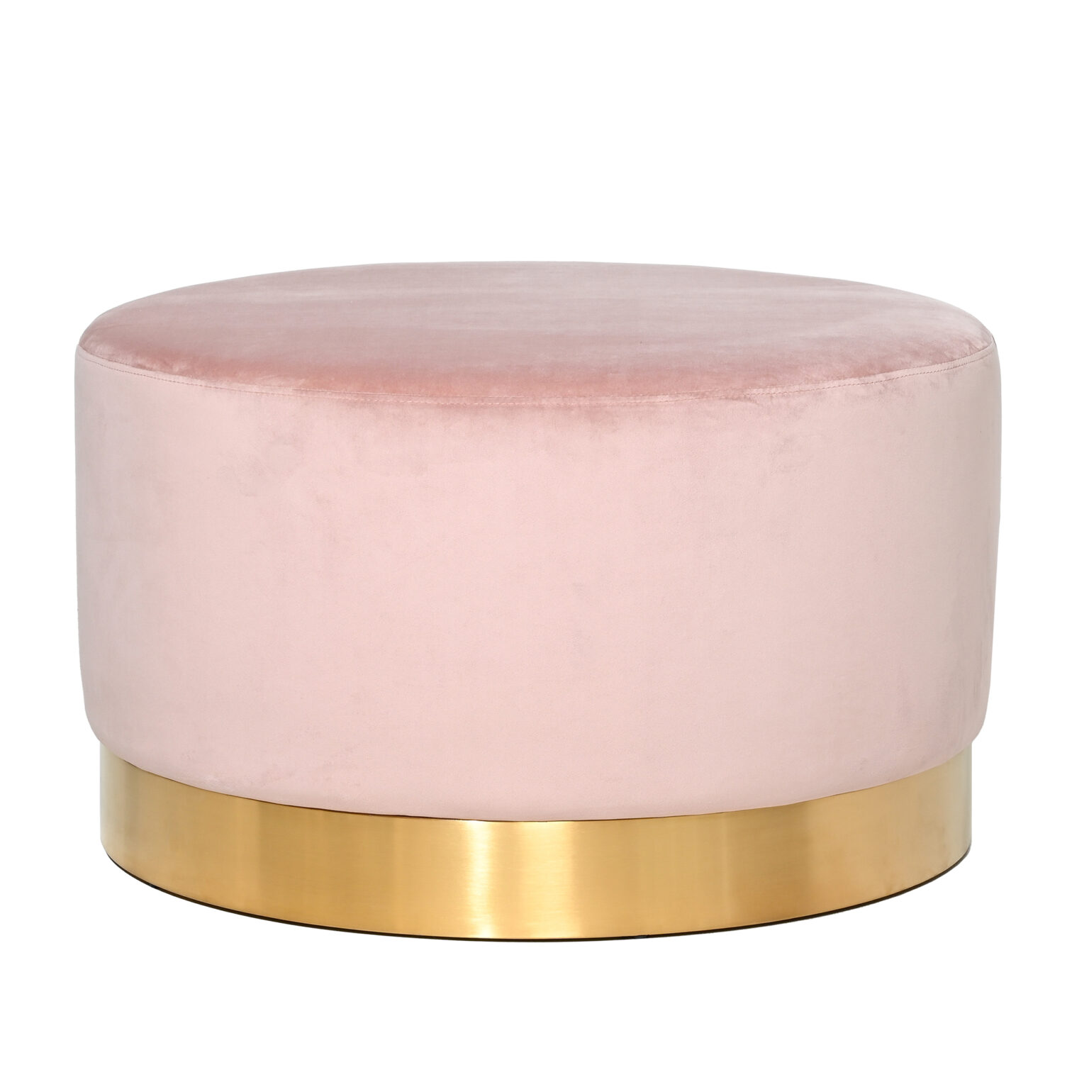 Round Pink Velvet Ottoman