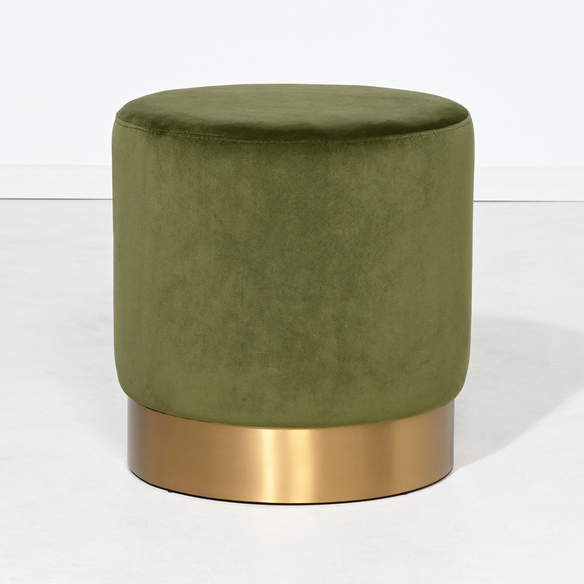 Round Green Velvet Ottoman
