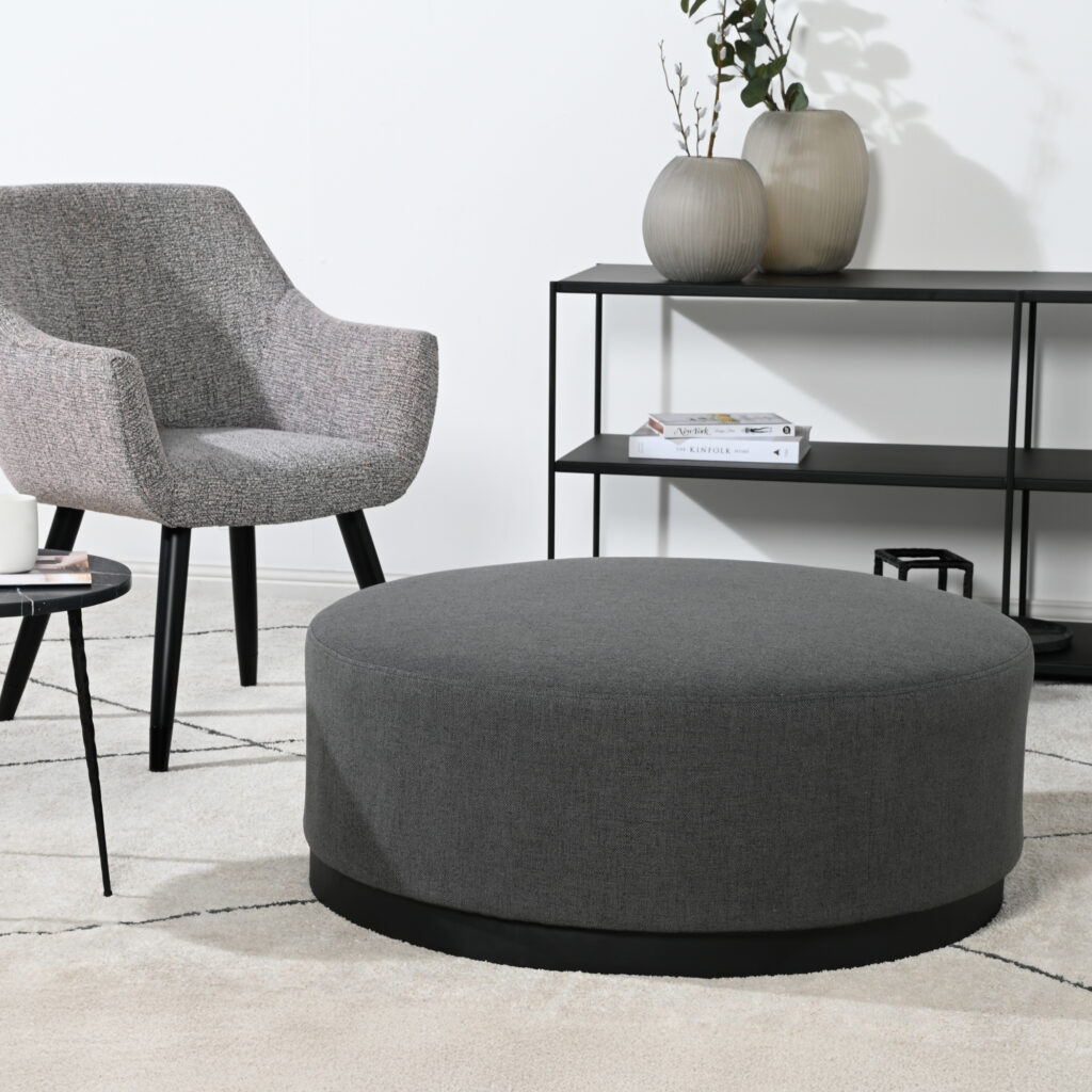 Round Grey Ottoman
