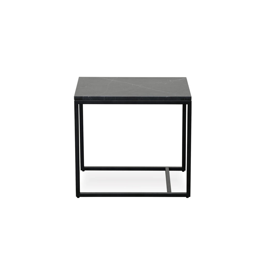 Square black marble side table