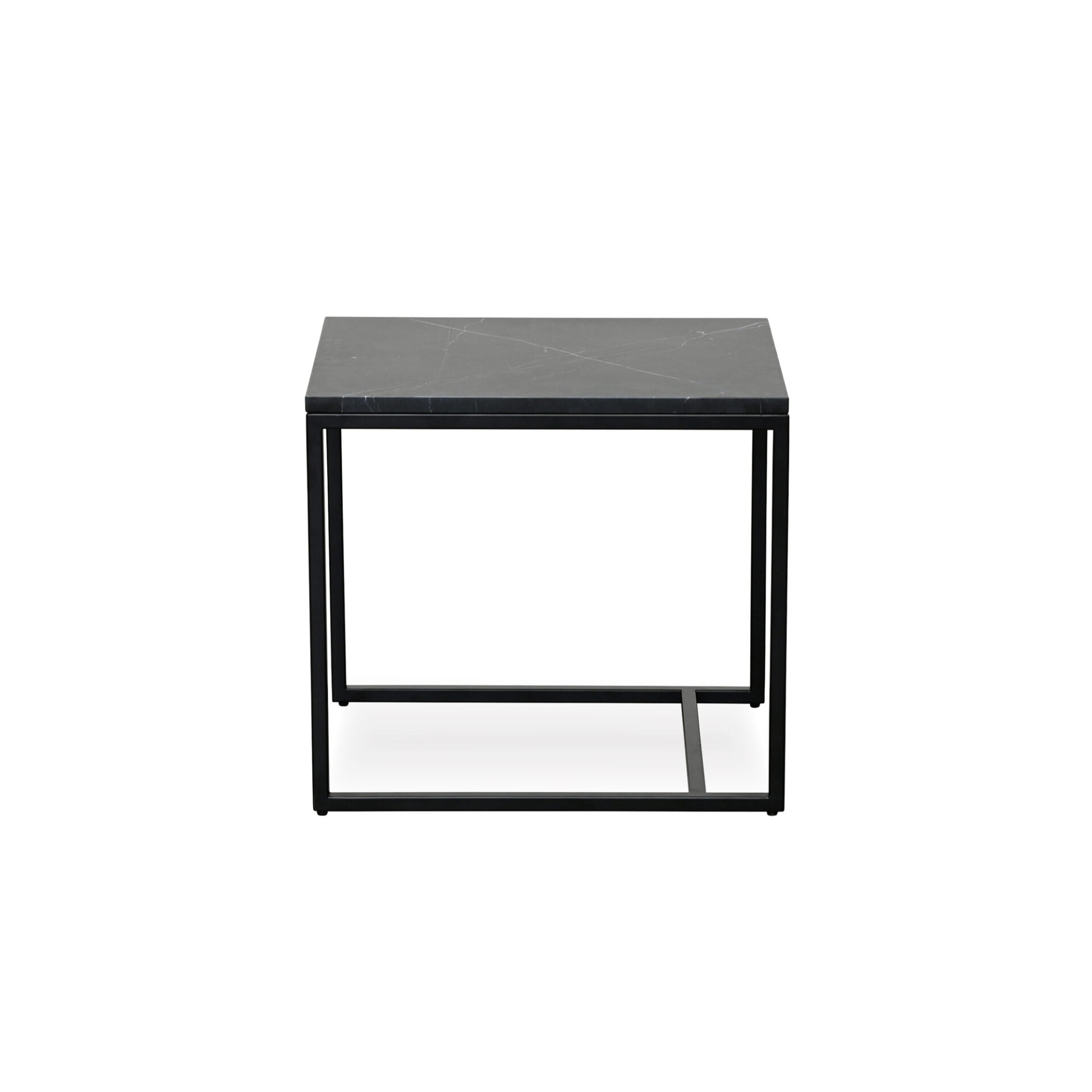 Square black marble side table