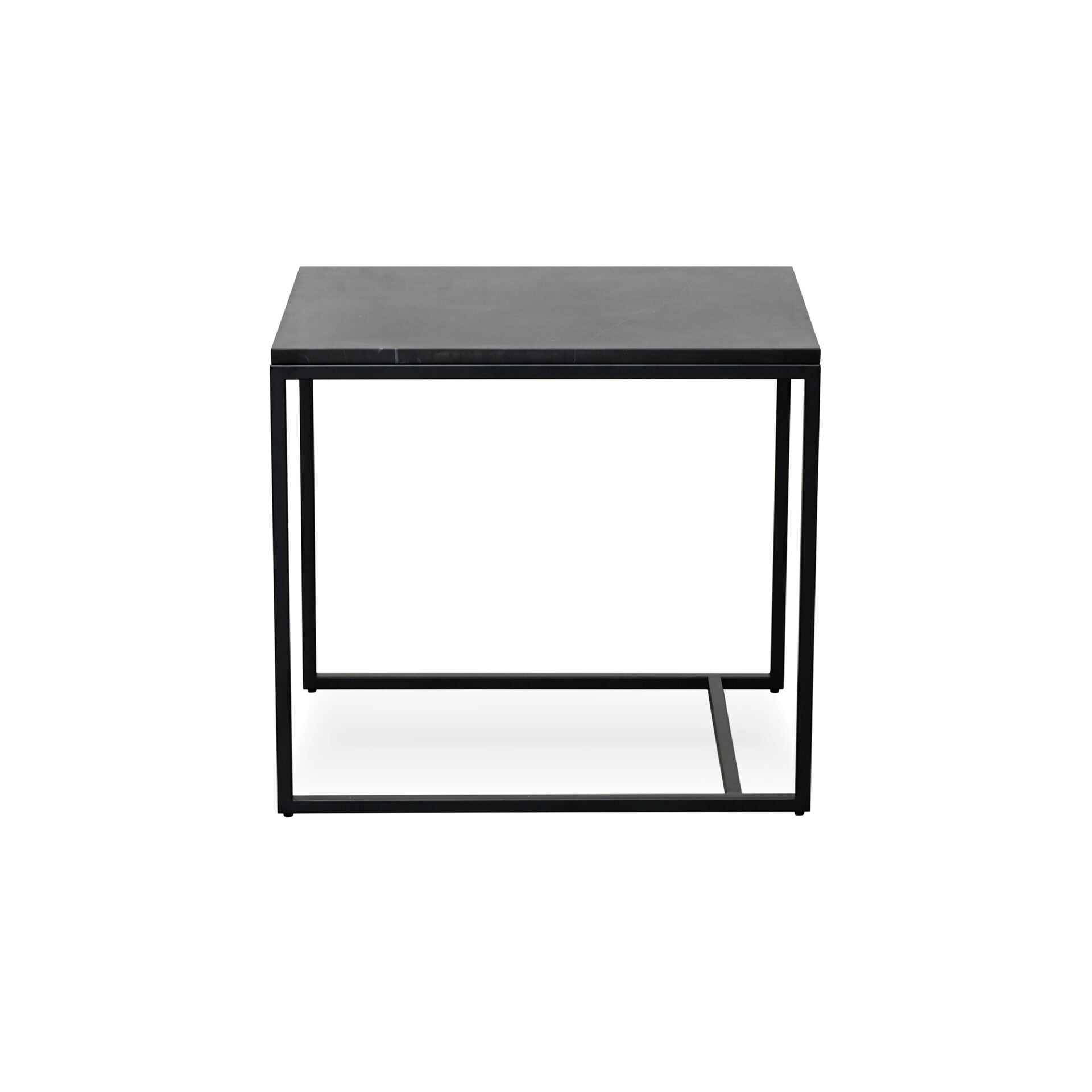 Square black marble side table
