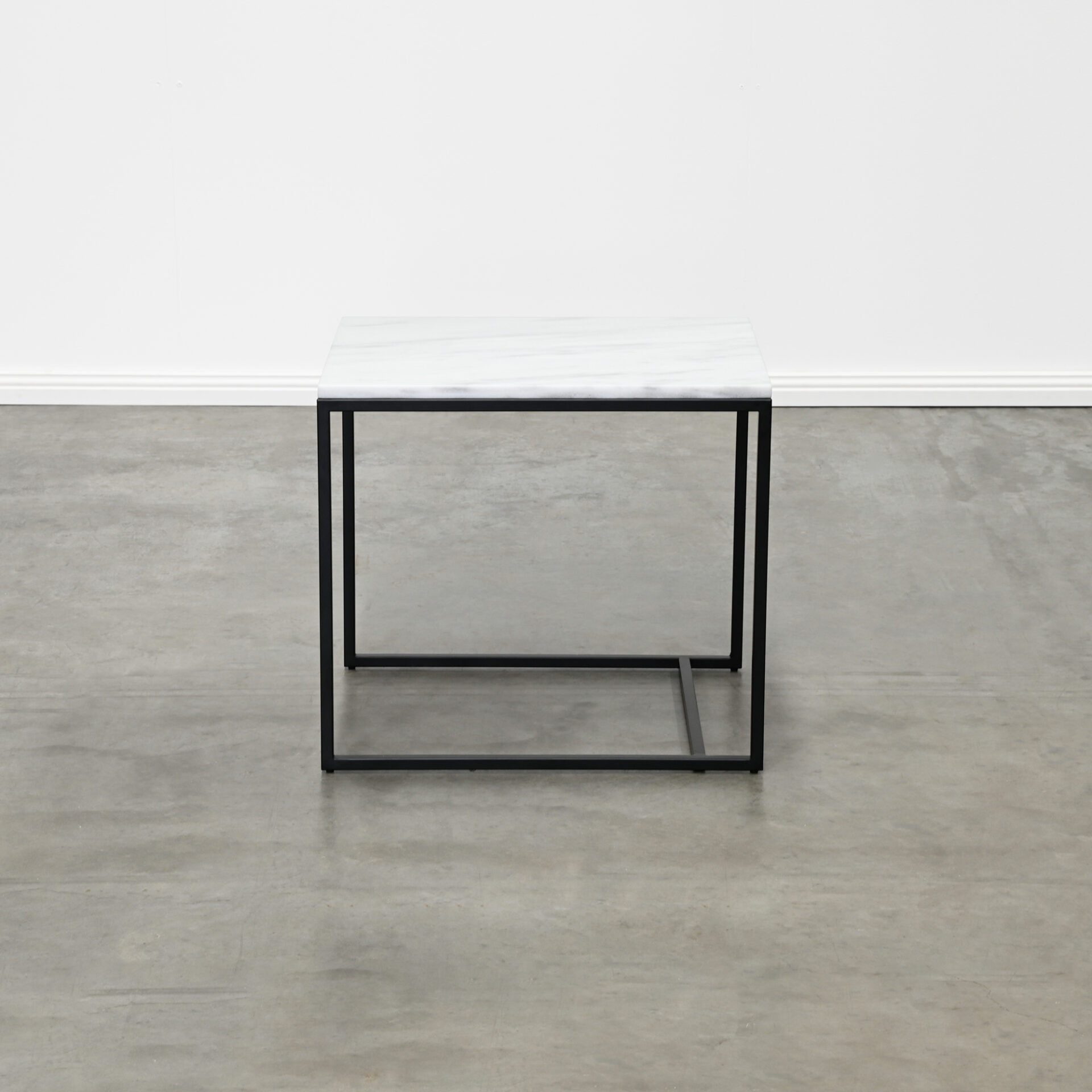 Square white marble side table