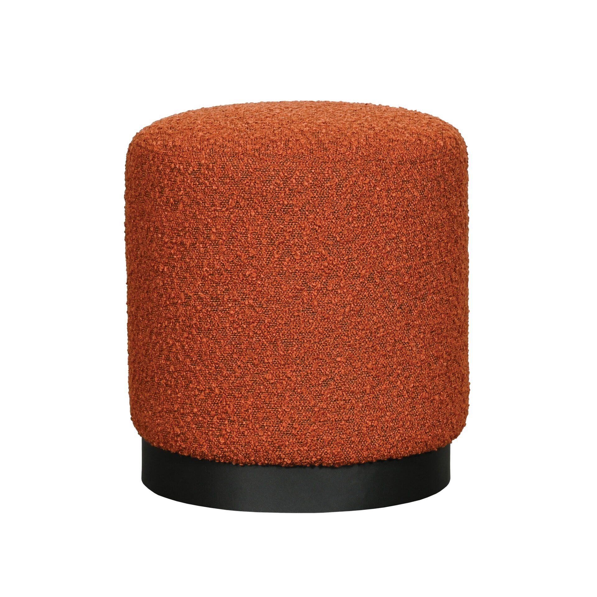 Round Red Boucle Ottoman