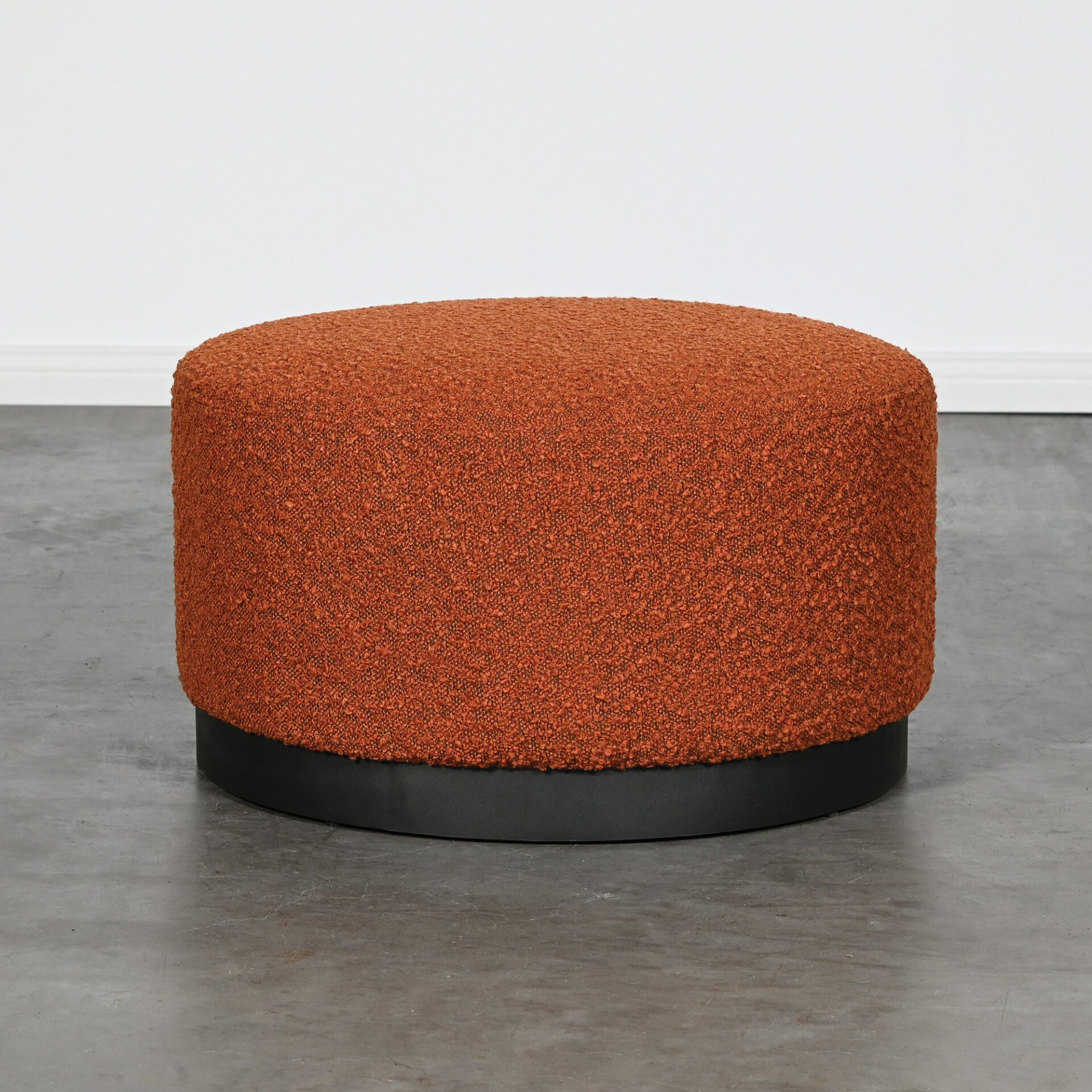 Round Red Boucle Ottoman