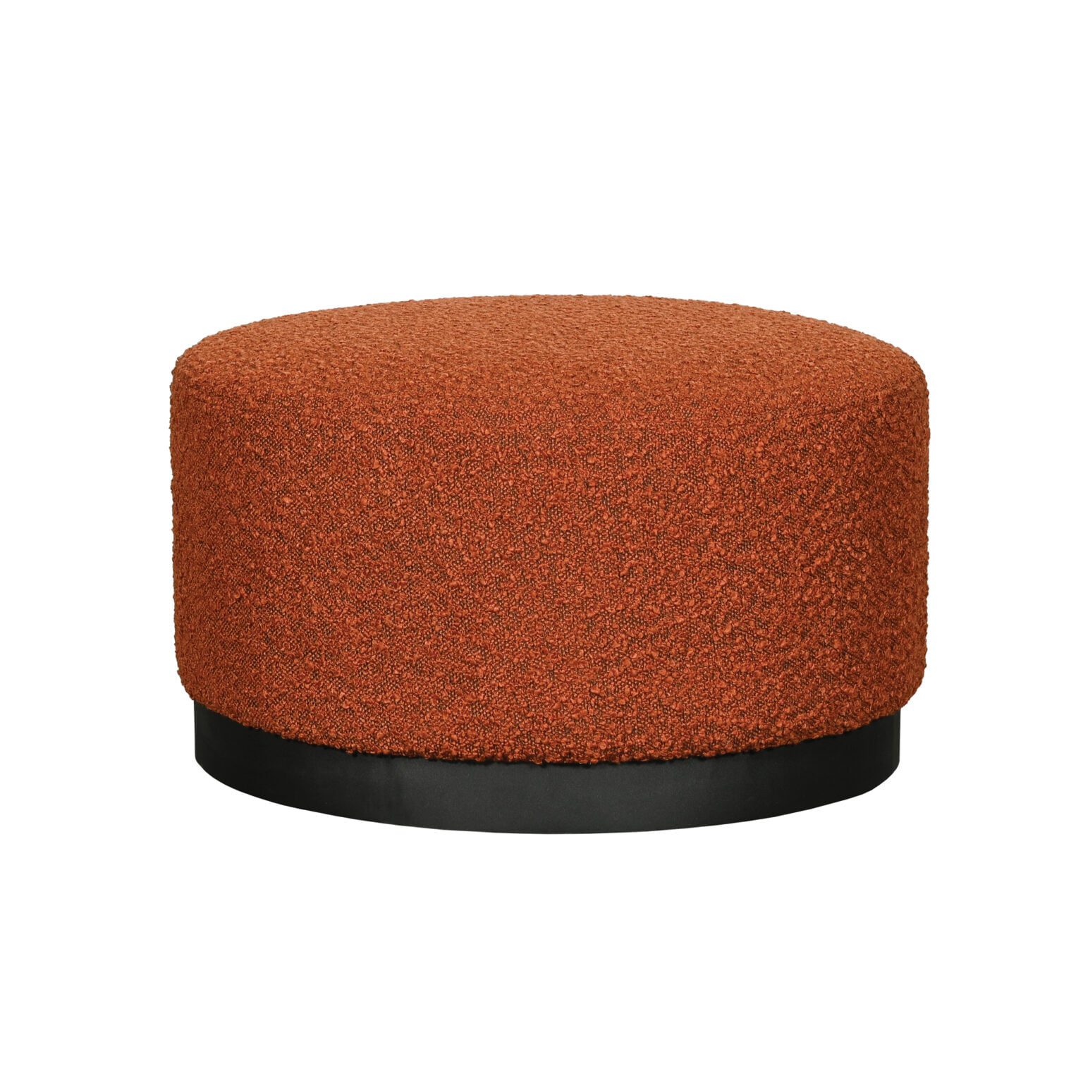 Round Red Boucle Ottoman