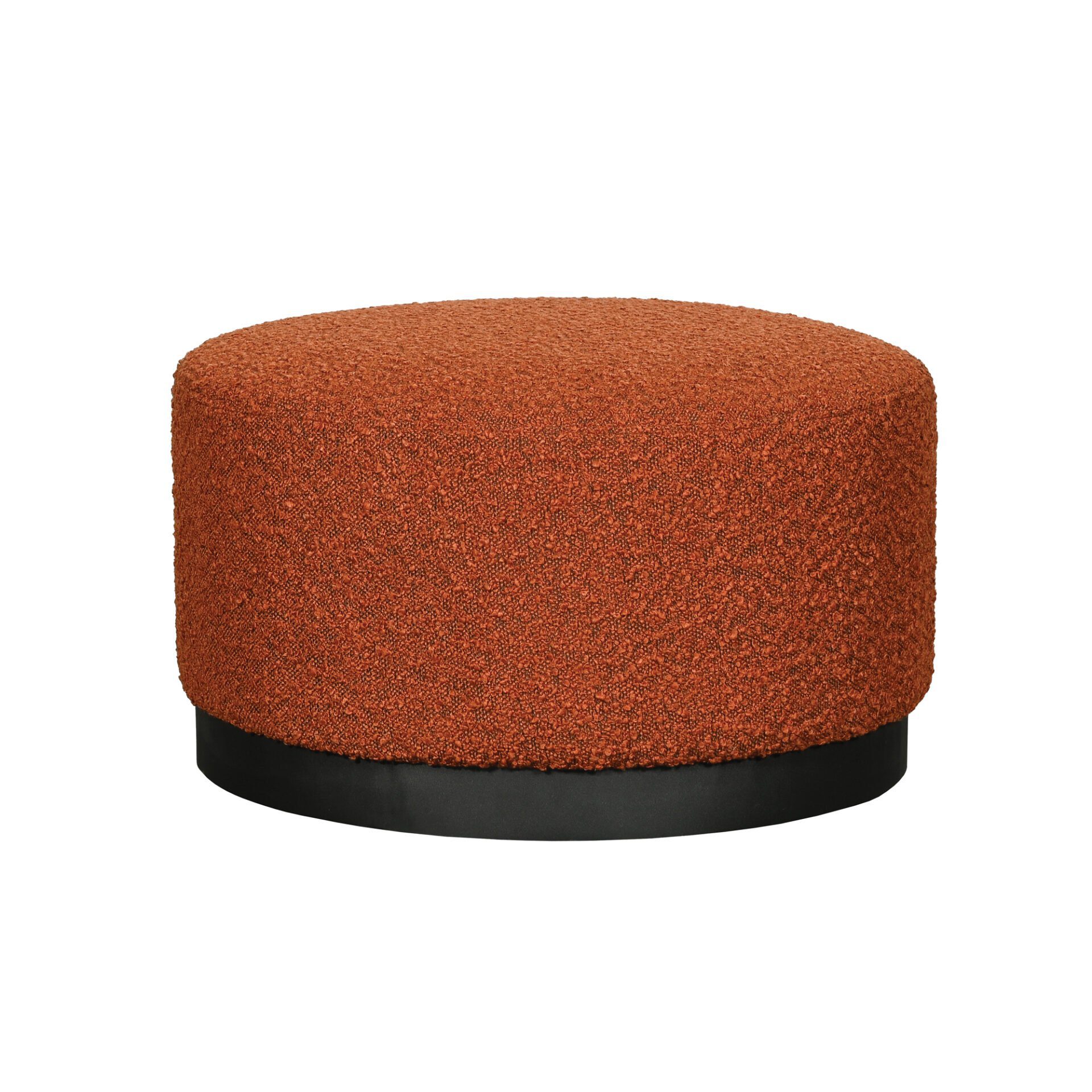 Round Red Boucle Ottoman