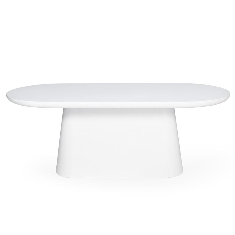 White Concrete Oval Dining Table Indoor Outdoor