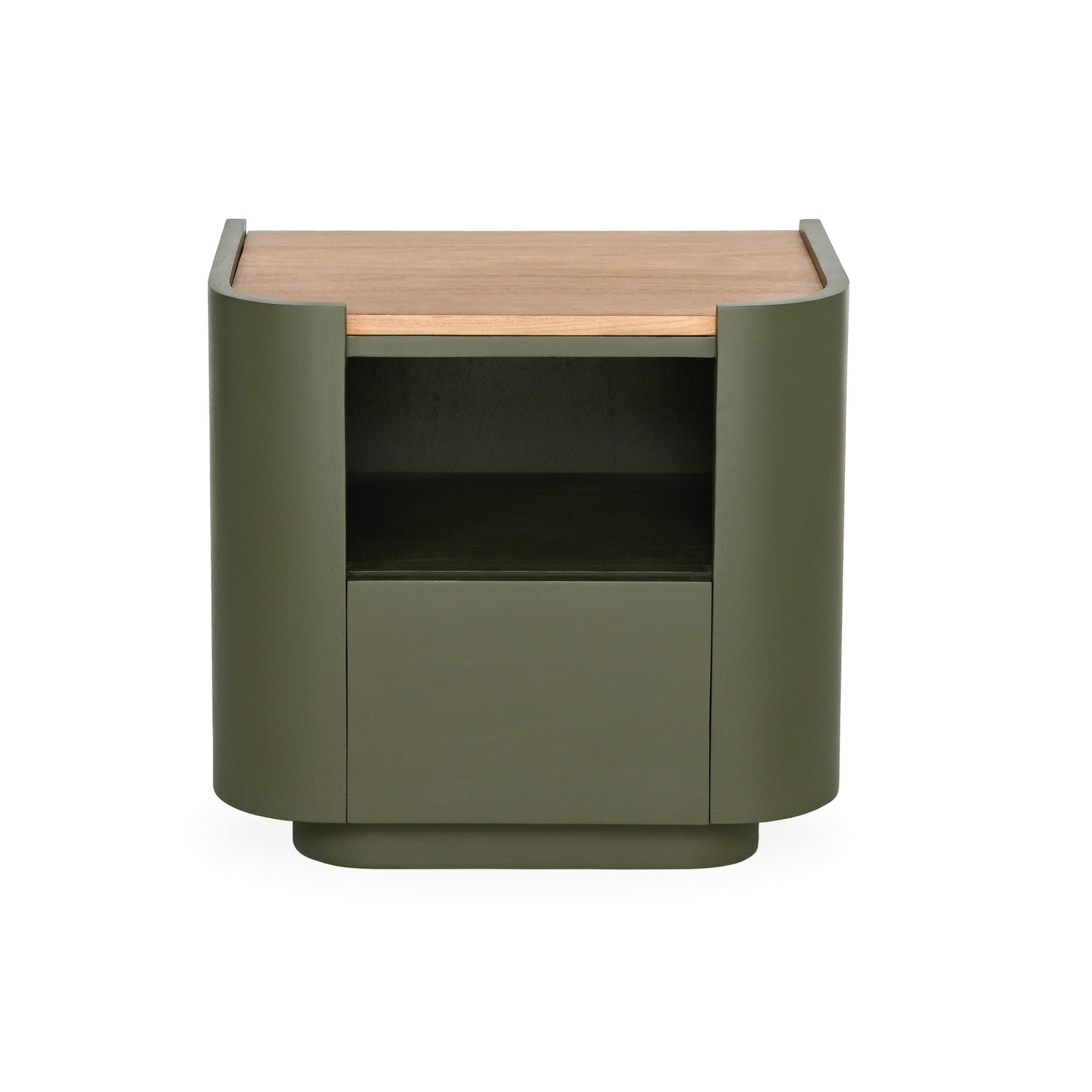 Green wood bedside table
