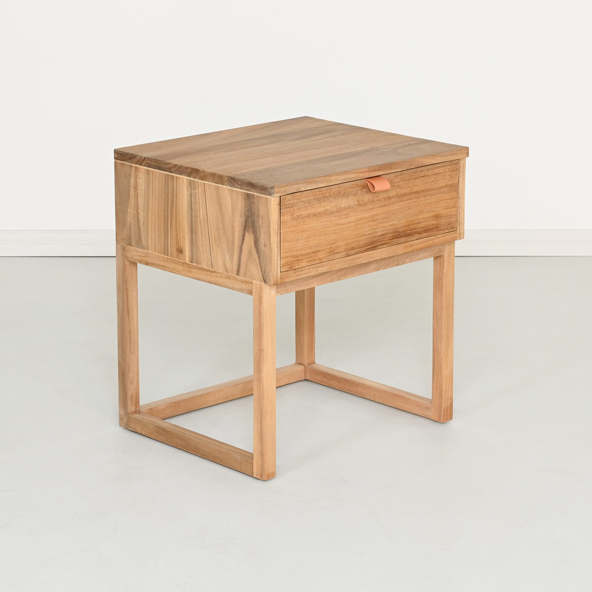 Natural wood bedside table