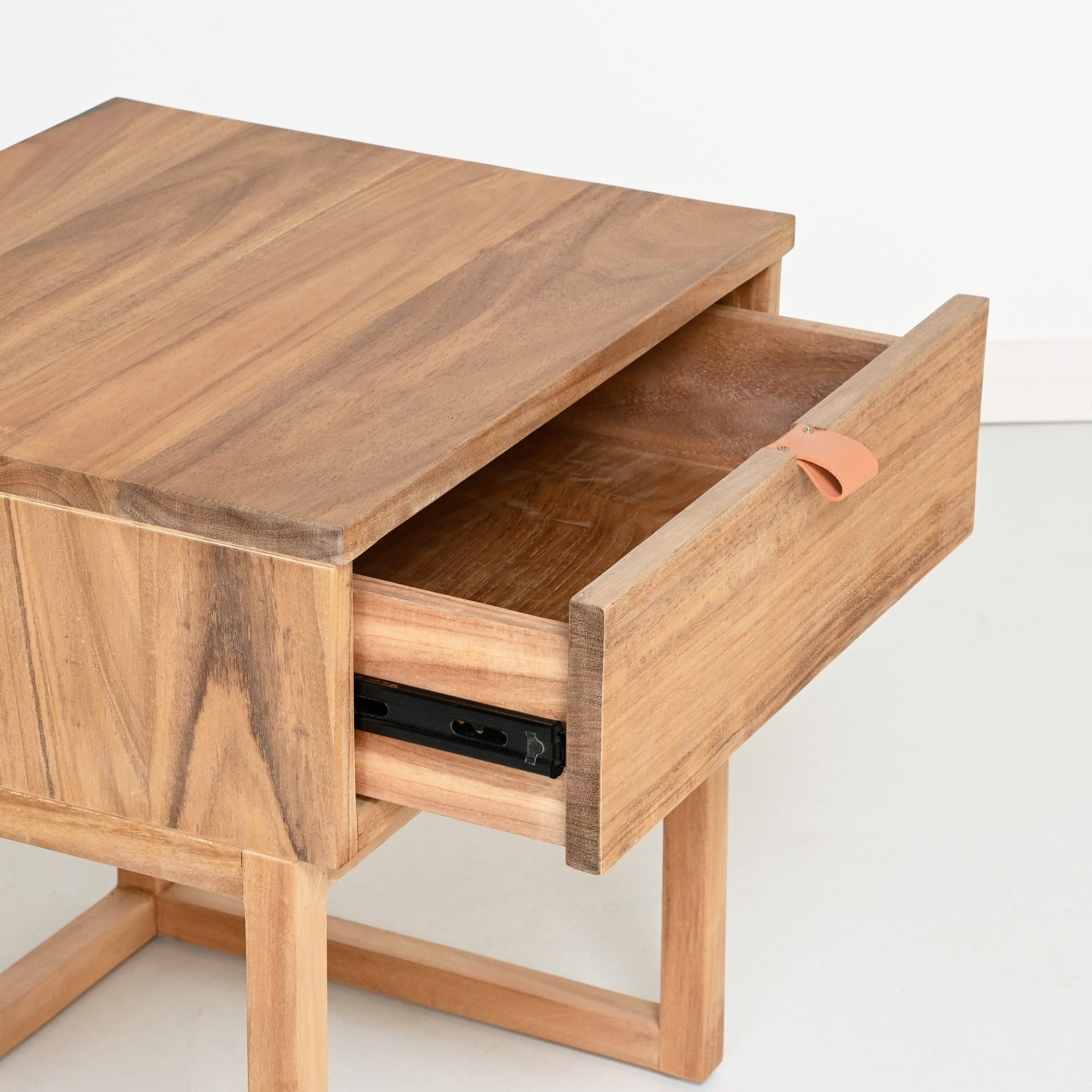 Natural wood bedside table