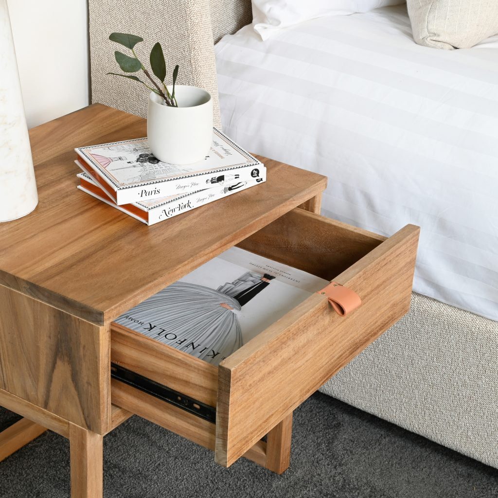 Natural wood bedside table
