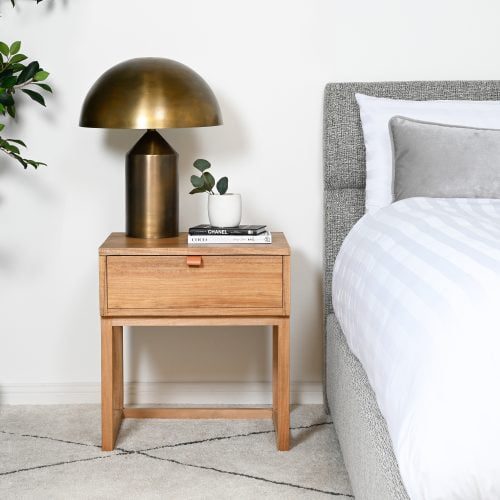 Natural wood bedside table