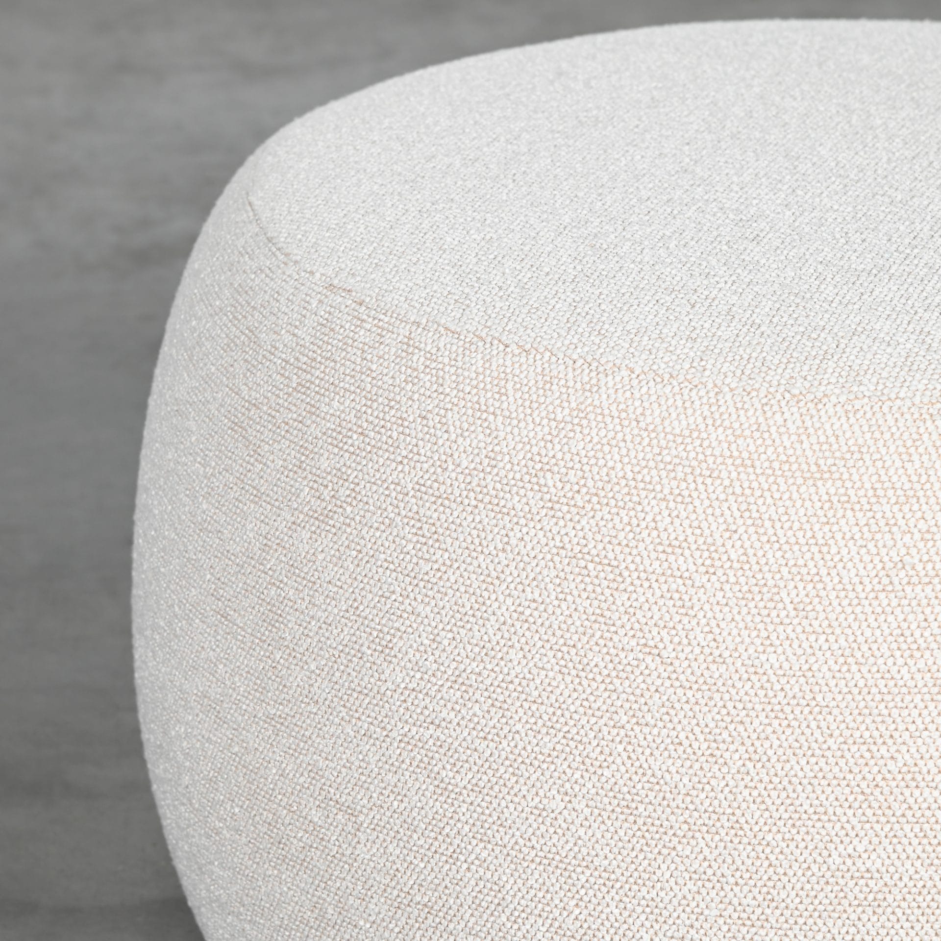 Round Beige Fabric Ottoman
