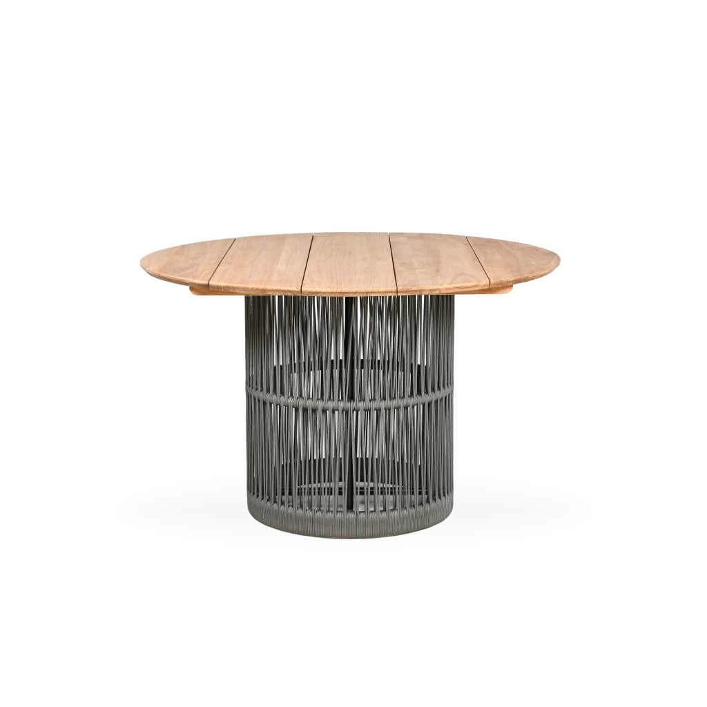 Wood round outdoor dining table