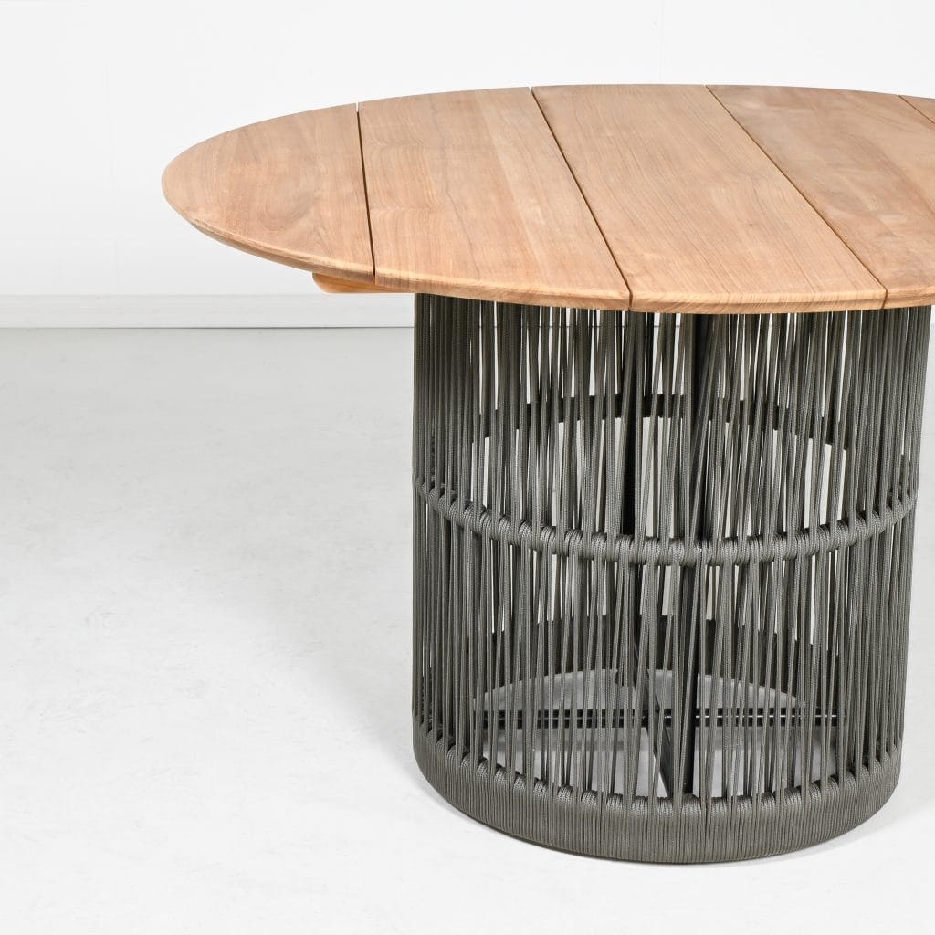 Wood round outdoor dining table