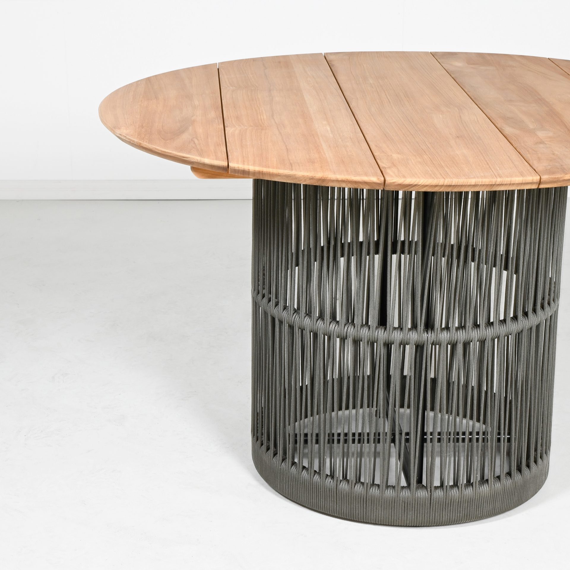 Wood round outdoor dining table