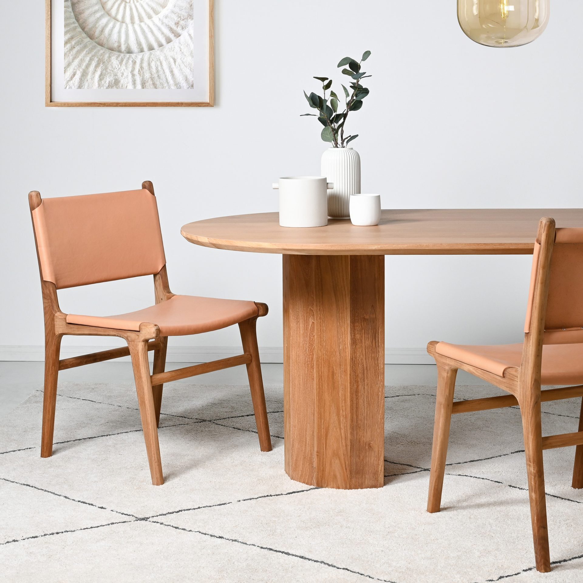 Wood oval dining table