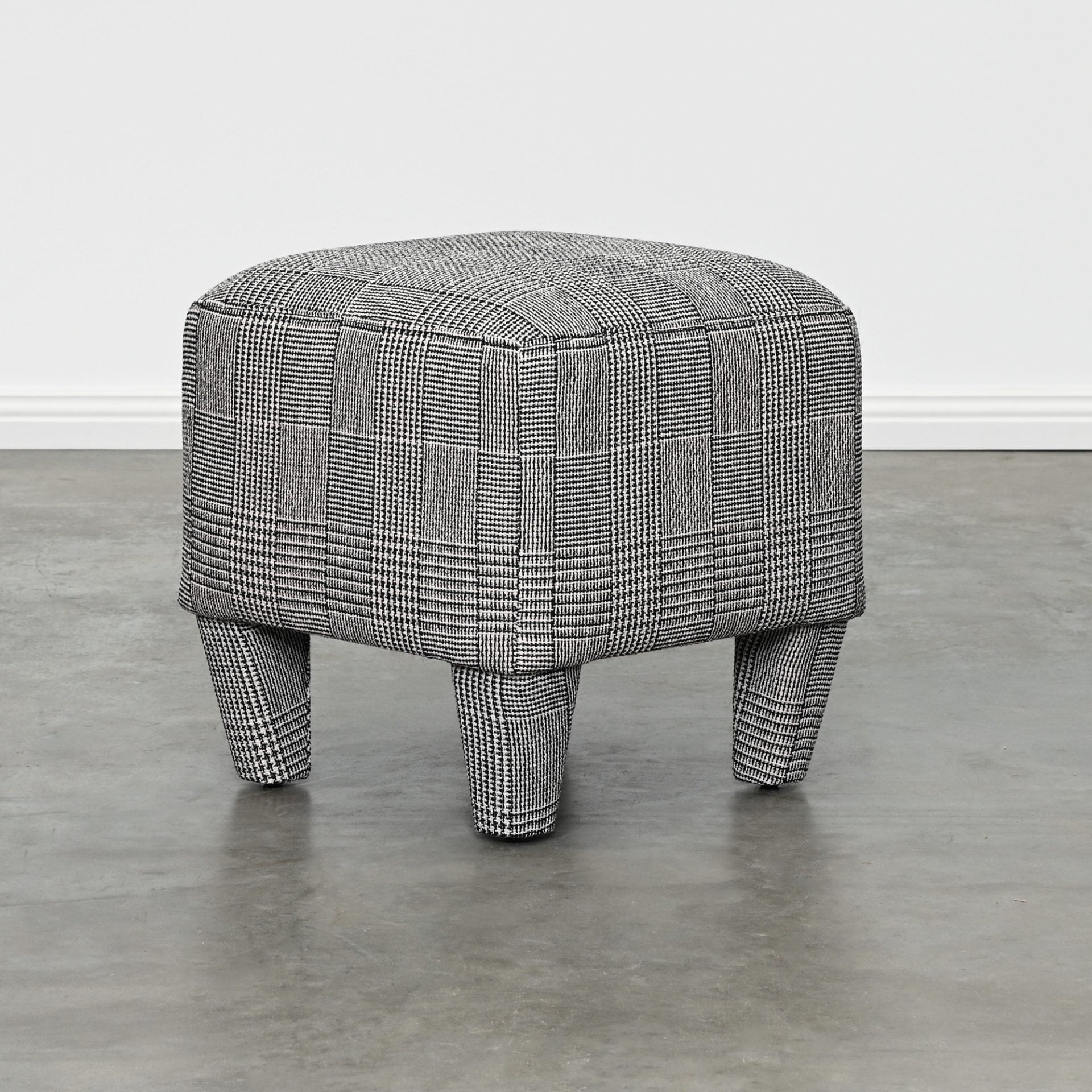 Square Beige Fabric Ottoman