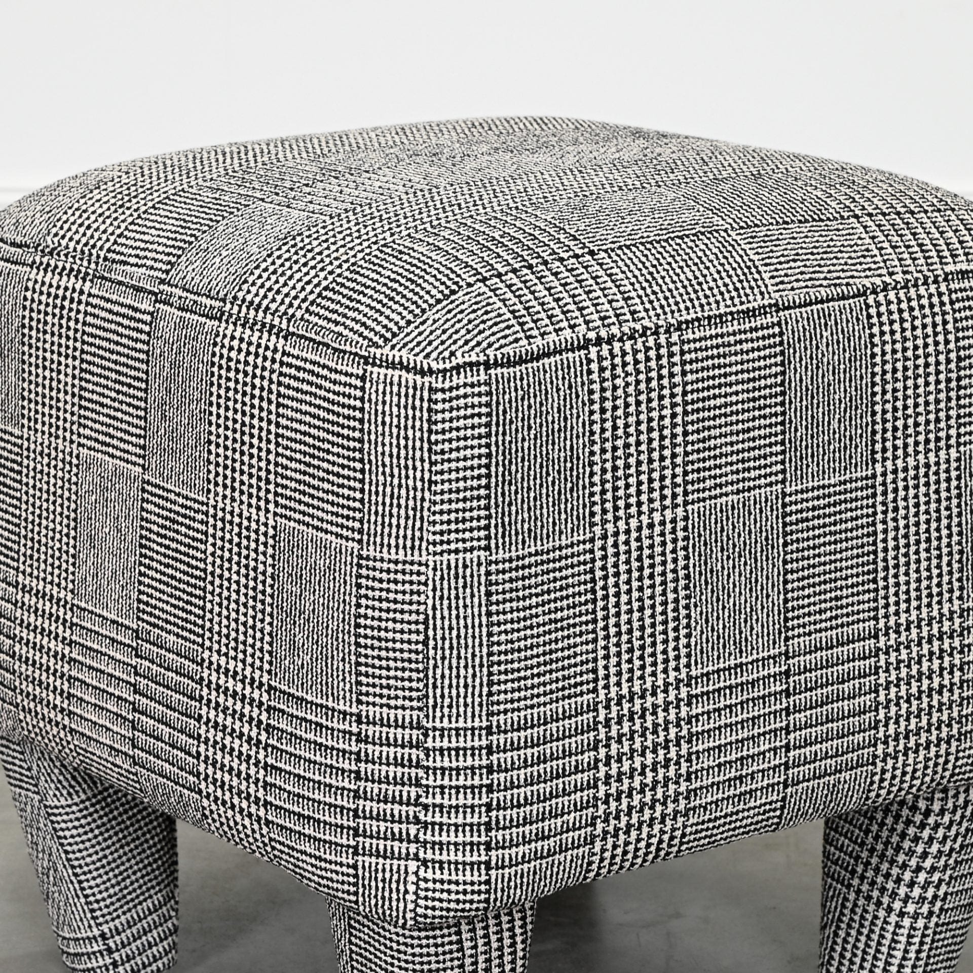 Square Beige Fabric Ottoman