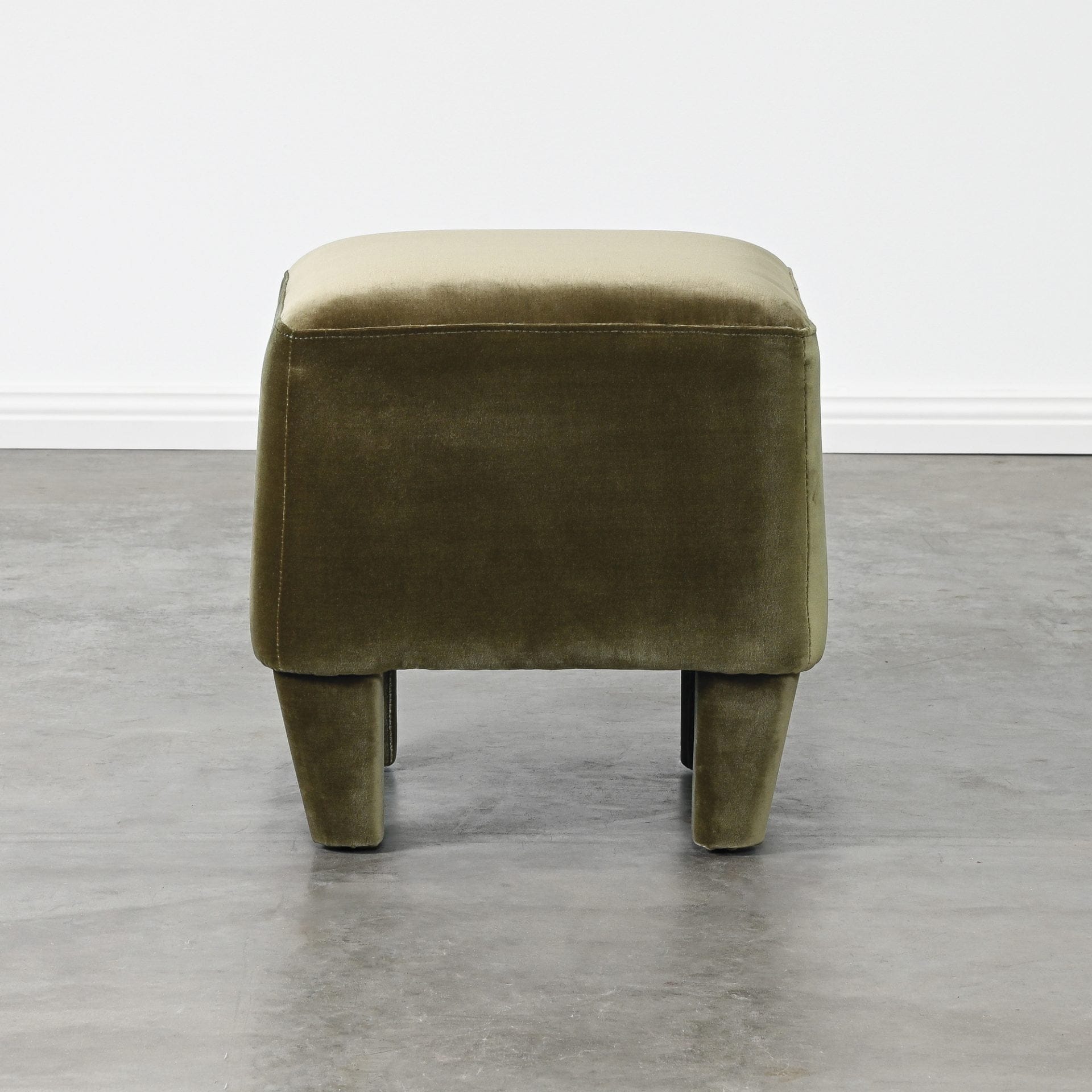 Square Green Velvet Ottoman