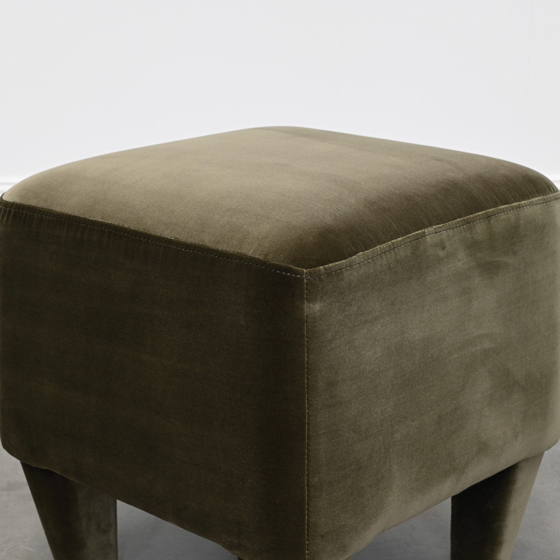 Square Green Velvet Ottoman