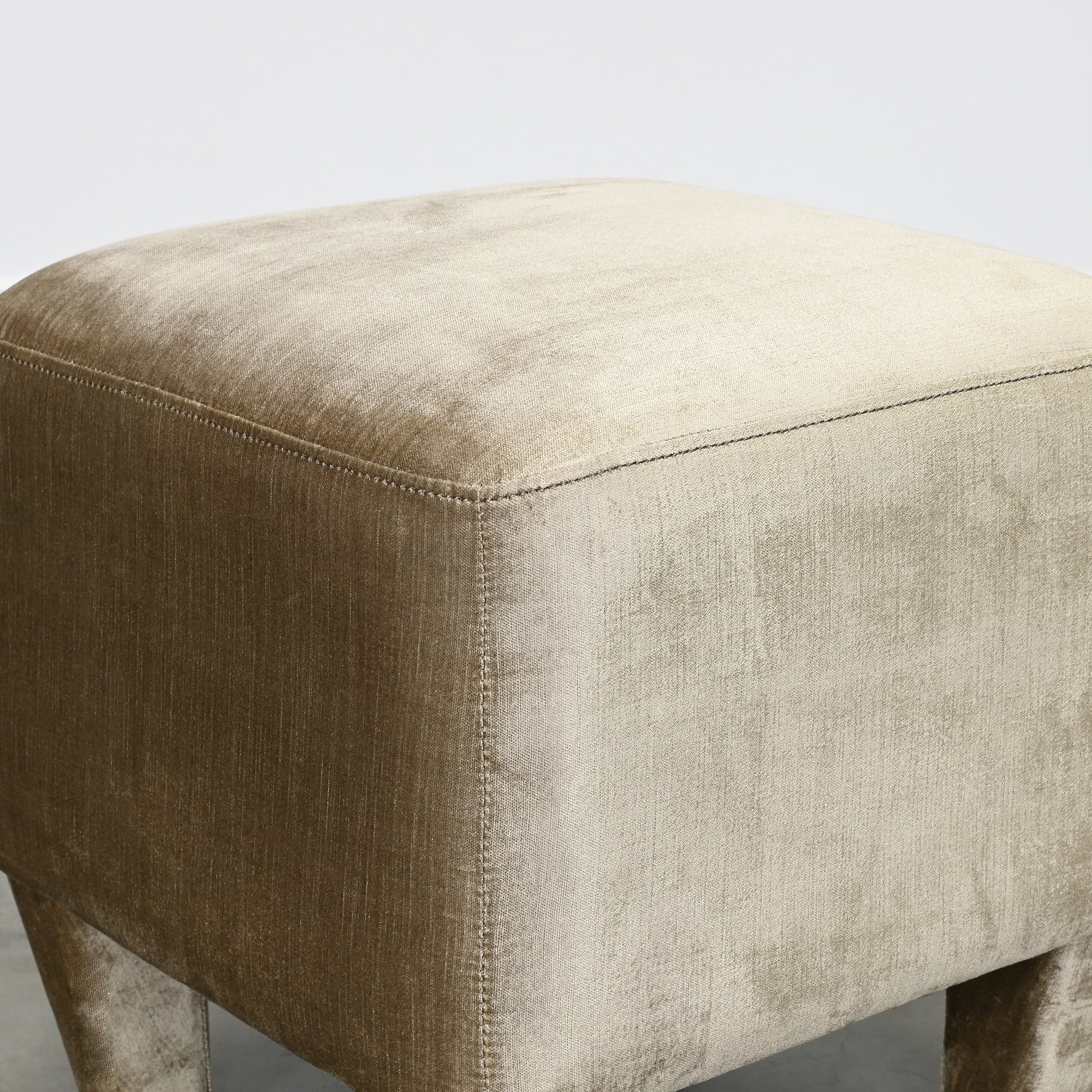 Square Gold Velvet Ottoman