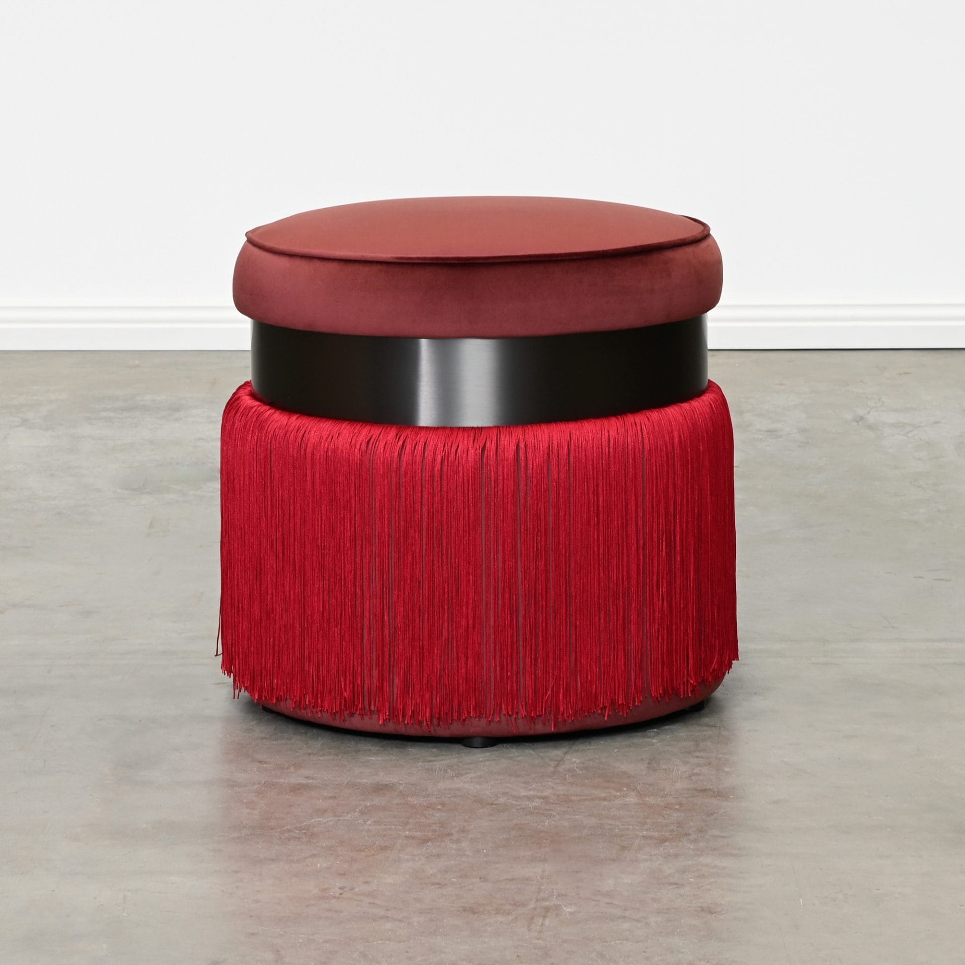 Round Green Velvet Ottoman