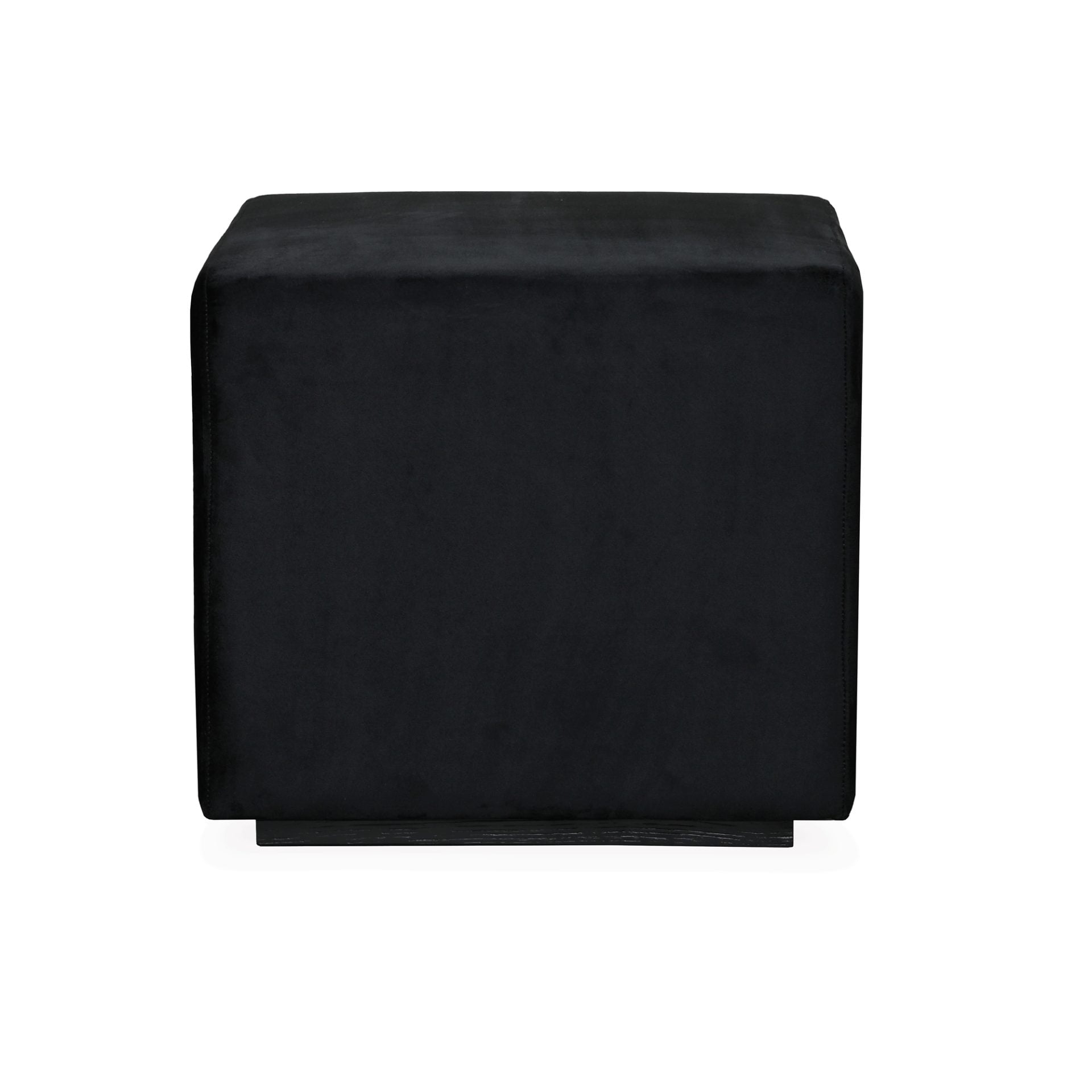 Square Black Velvet Ottoman