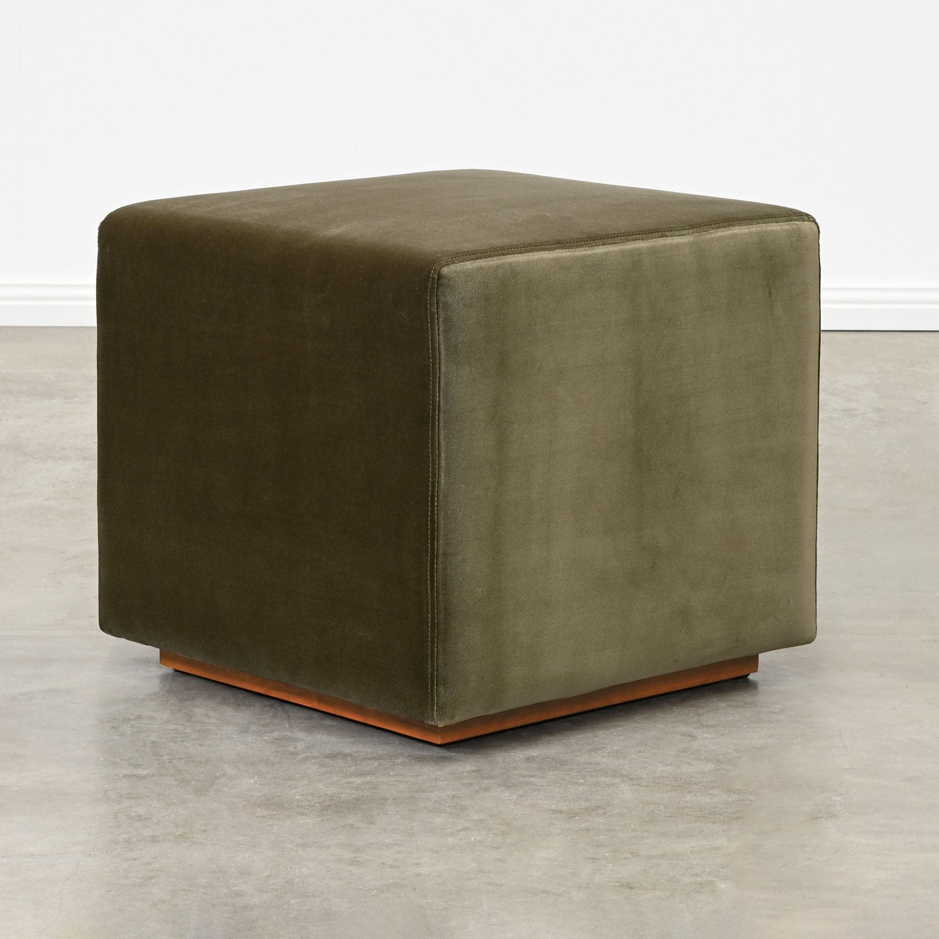 Square Green Velvet Ottoman