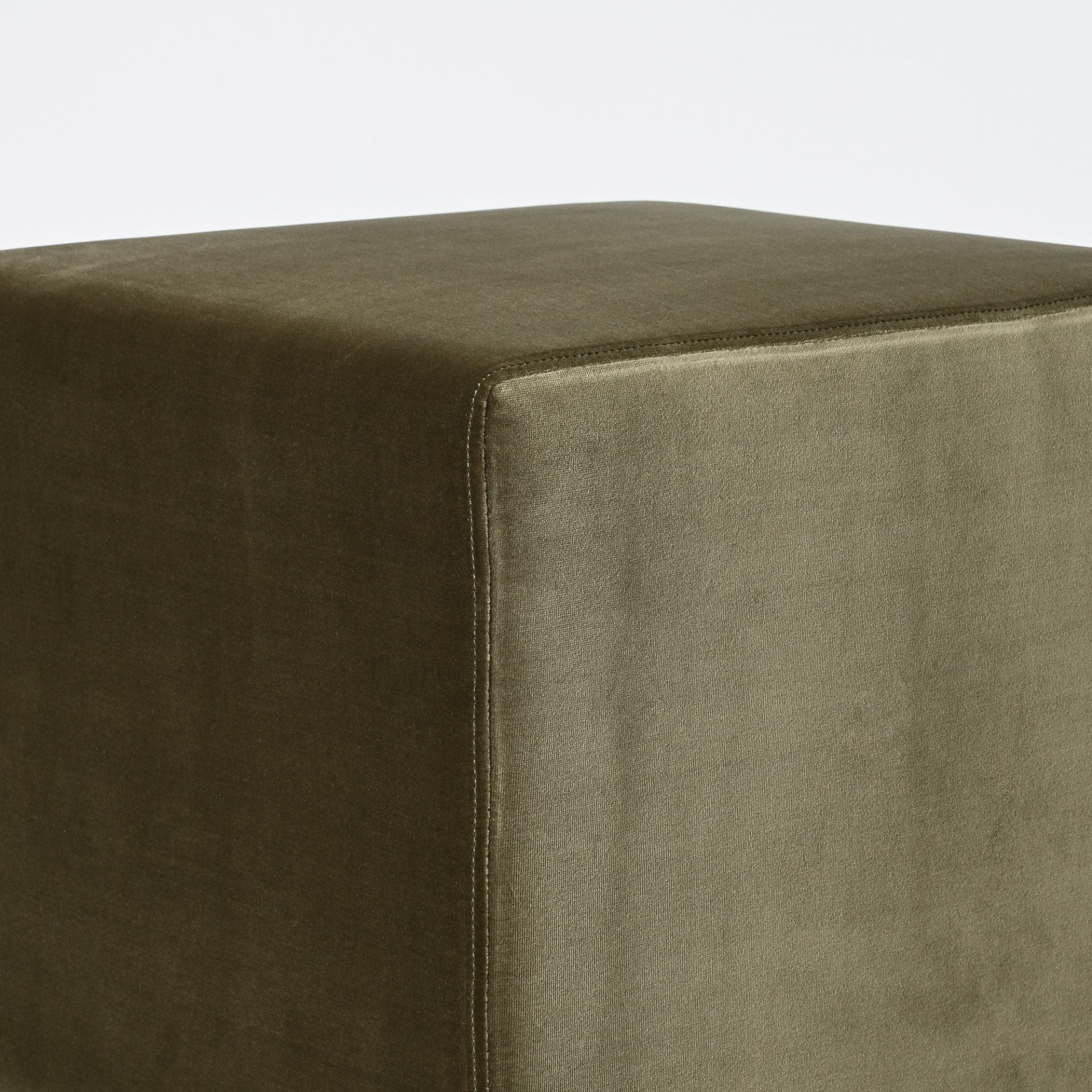 Square Green Velvet Ottoman