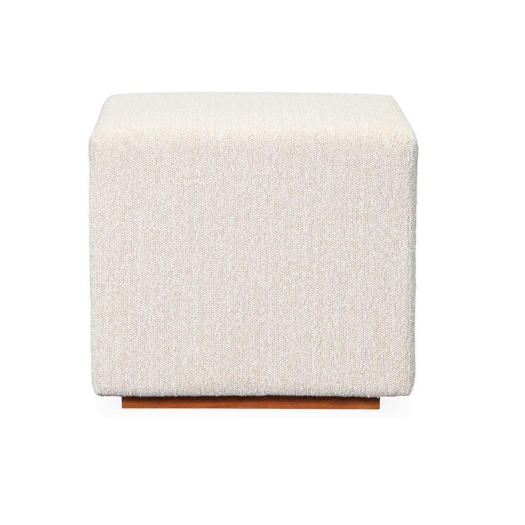 Square Beige Fabric Ottoman