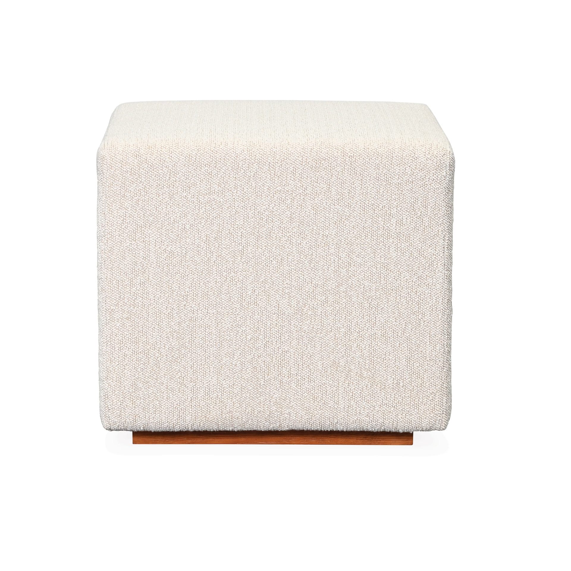 Square Beige Fabric Ottoman