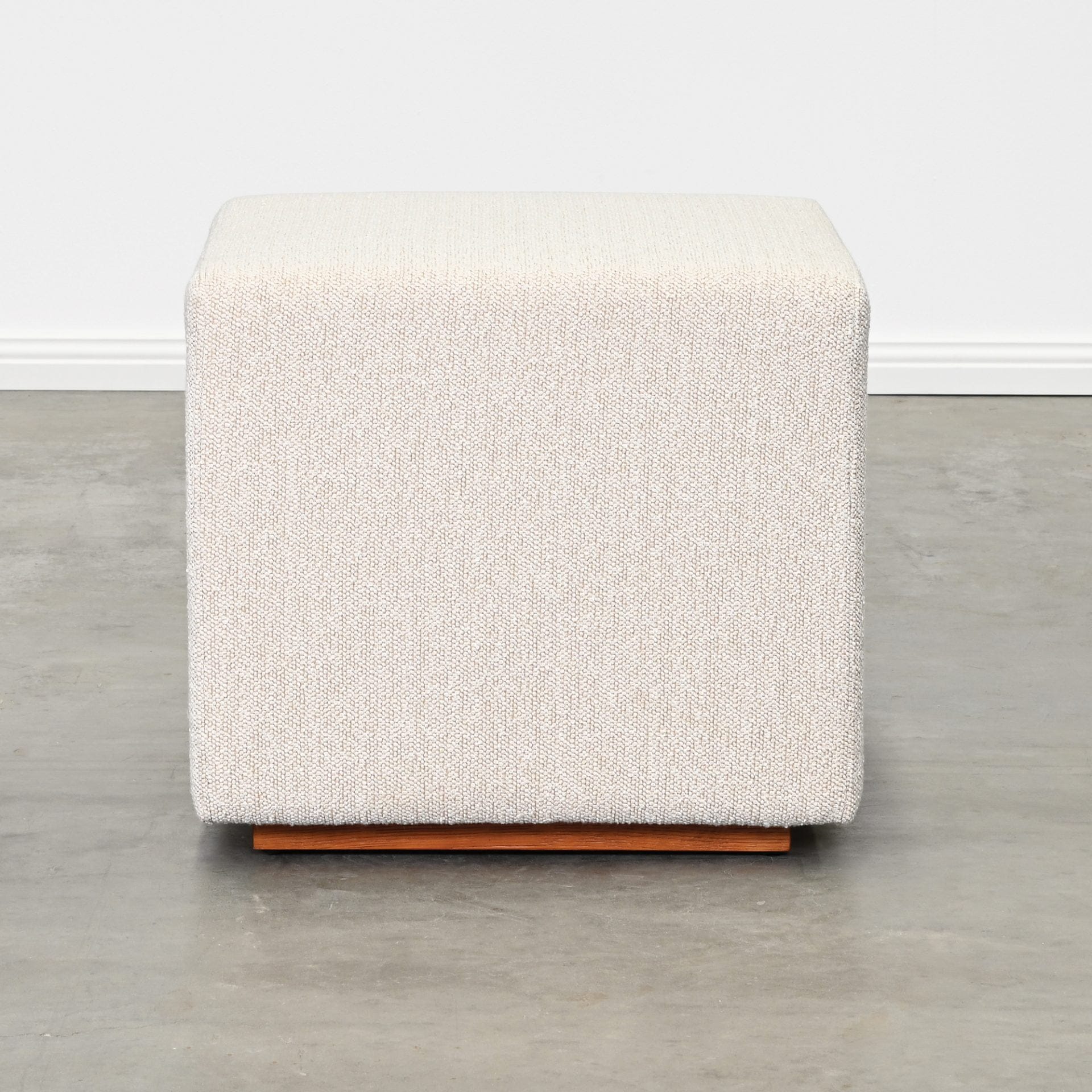 Square Beige Fabric Ottoman