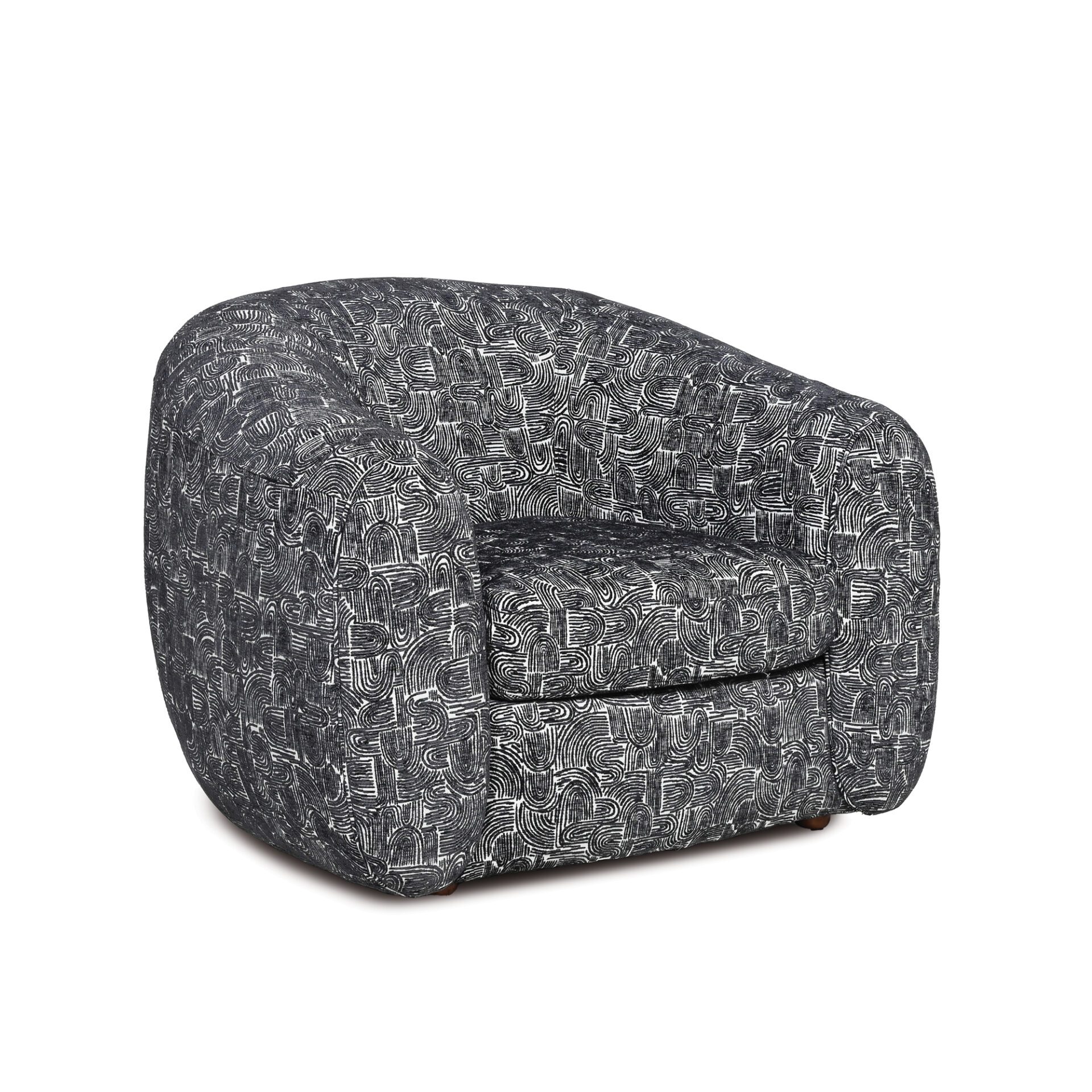 Charcoal Swirl Grey Round Armchair