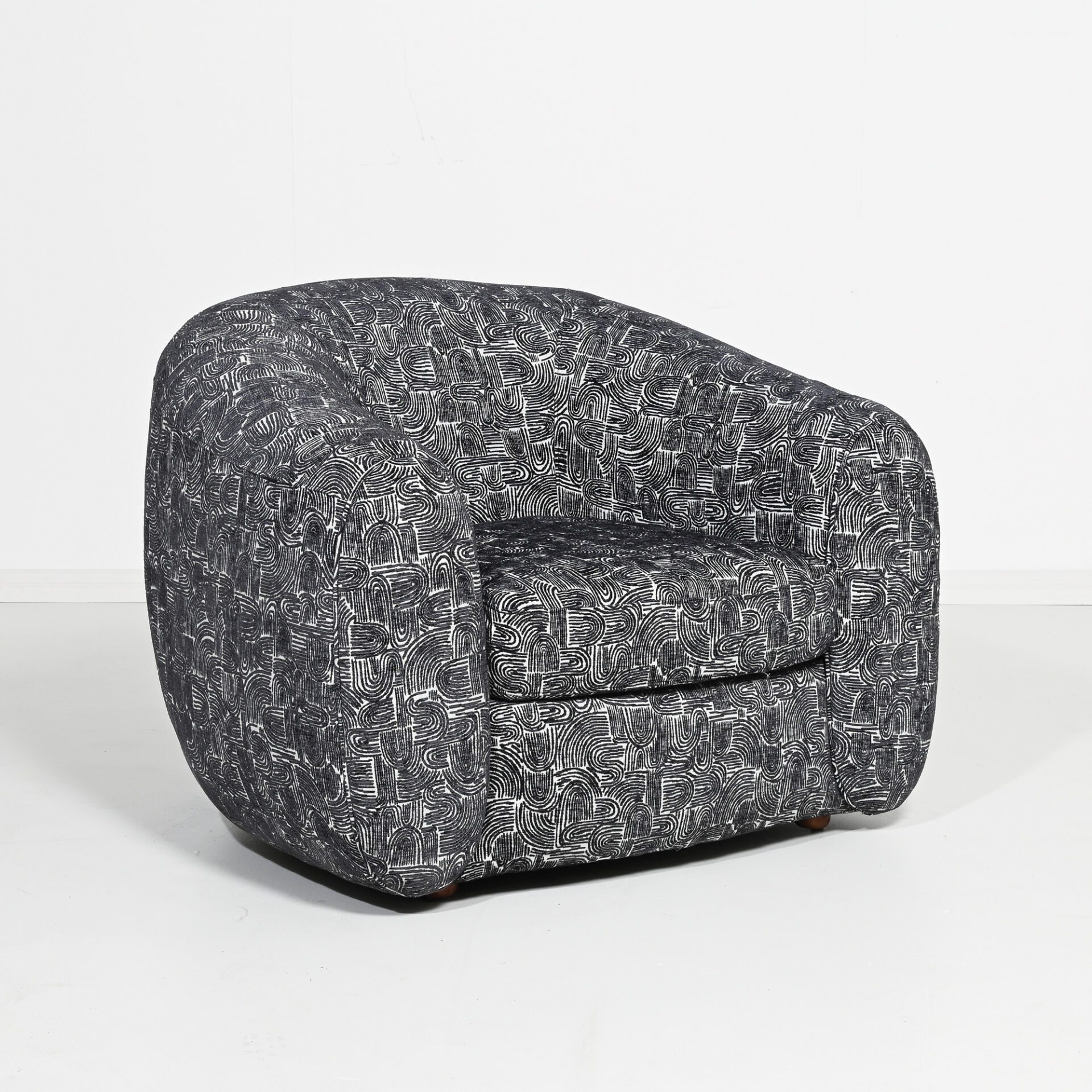 Charcoal Swirl Grey Round Armchair