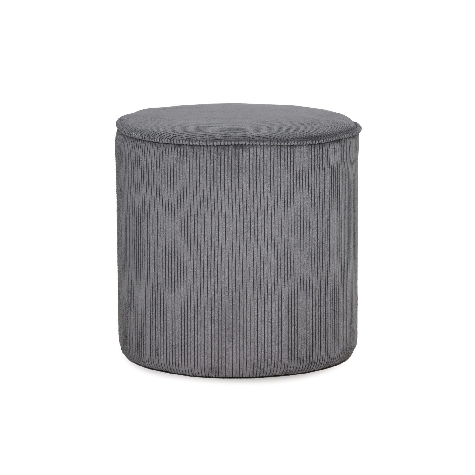 Round Grey Corduroy Ottoman