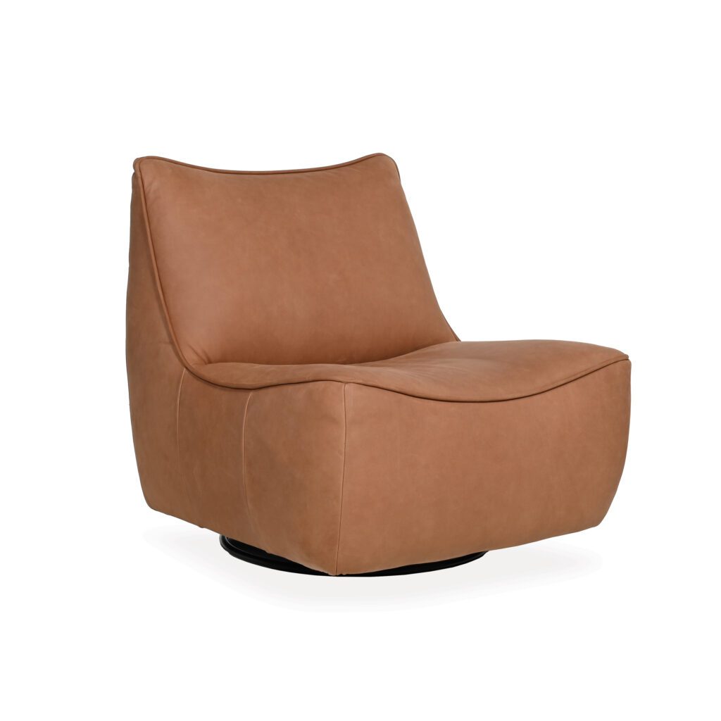Brown Leather Swivel Lounge Chair