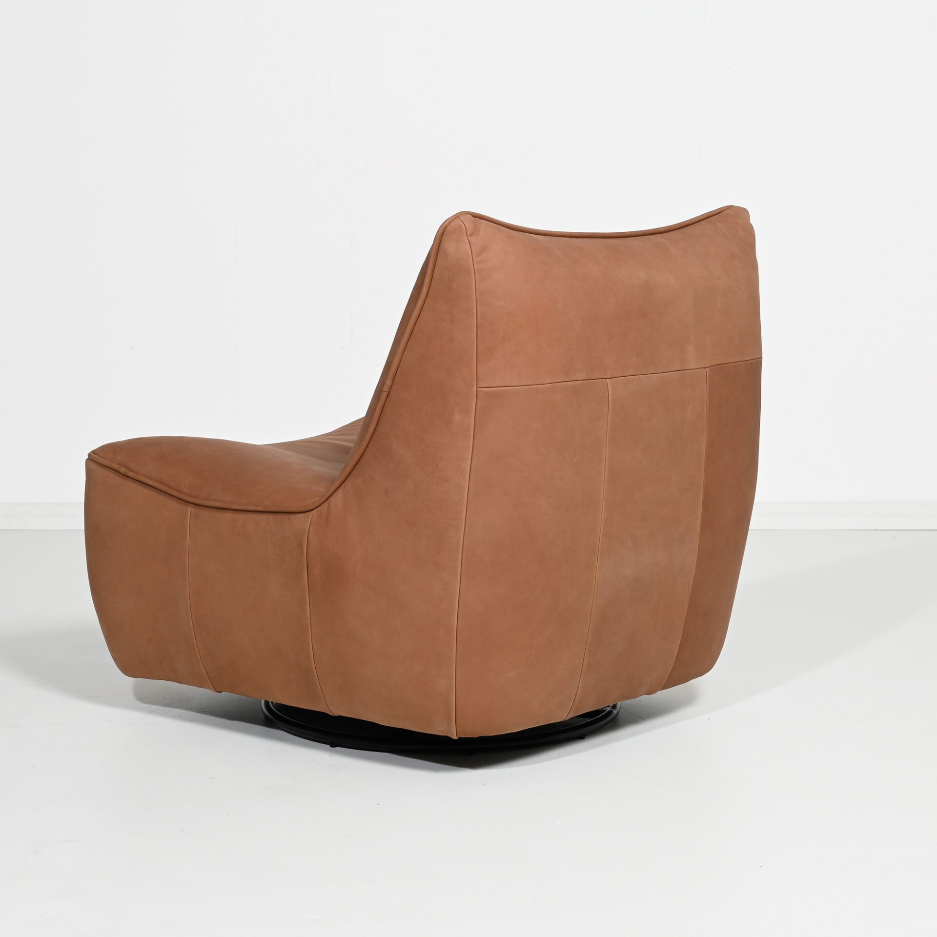 Brown Leather Swivel Lounge Chair