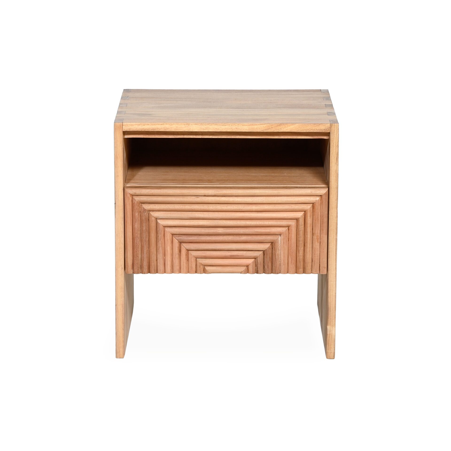 Natural wood bedside table