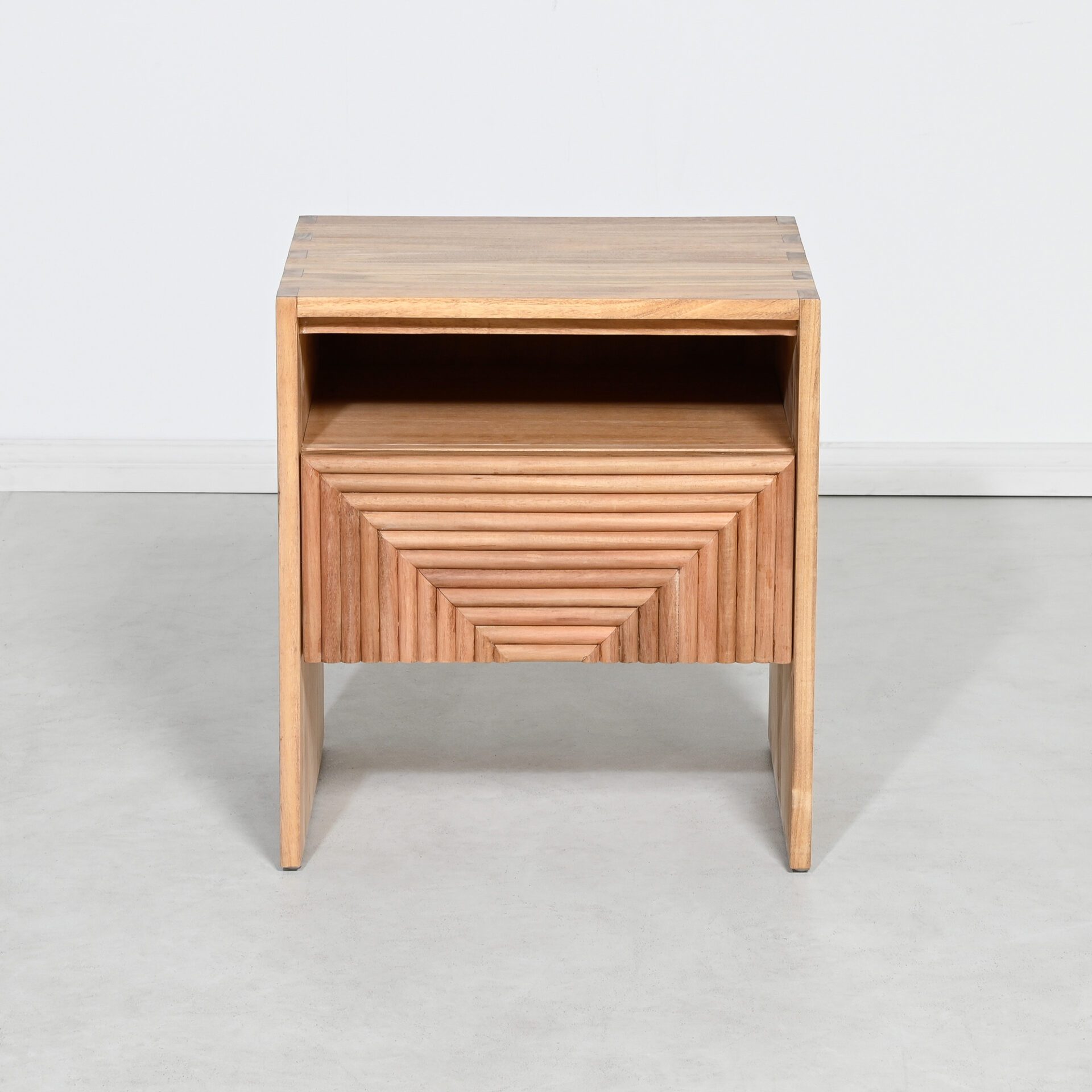 Natural wood bedside table