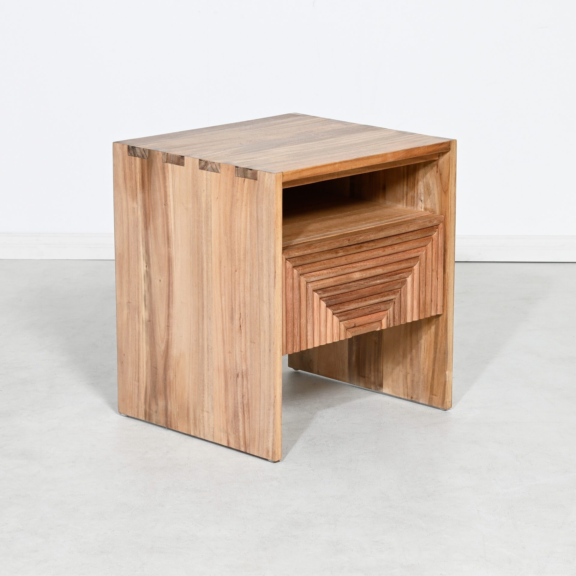 Natural wood bedside table