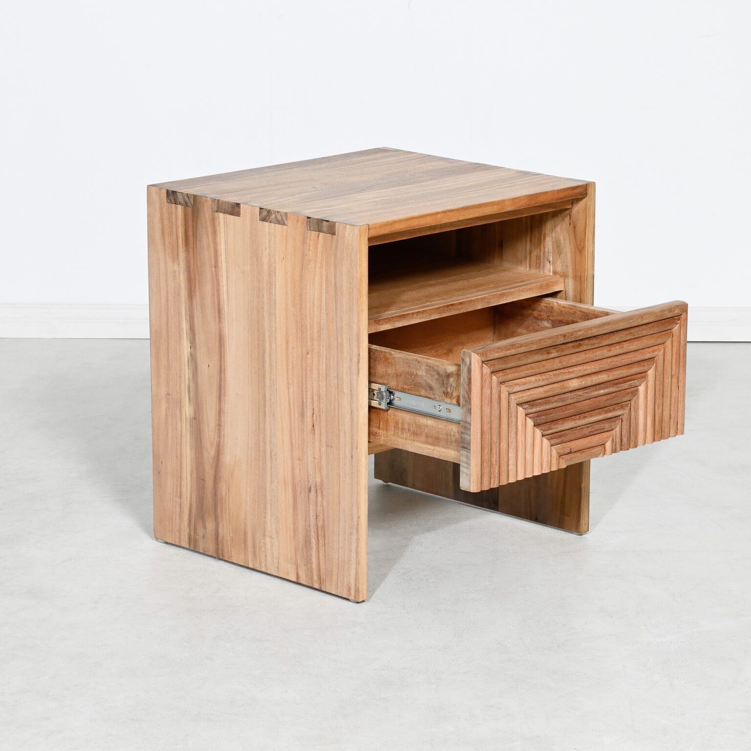 Natural wood bedside table