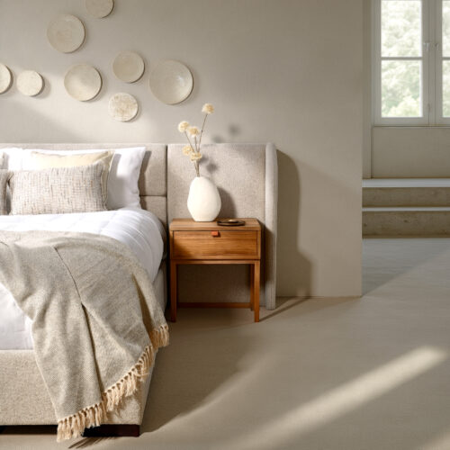 Natural wood bedside table