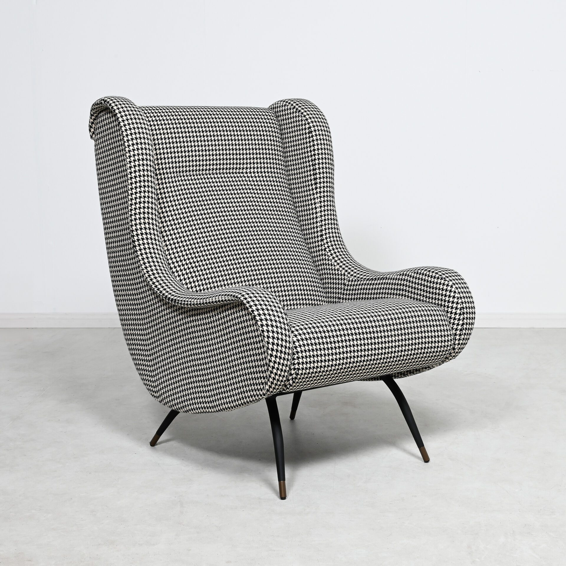 Houndstooth Black Fabric Armchair
